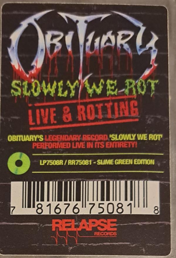 Obituary SLOWLY WE ROT (SLIME GREEN VINYL) Vinyl Record