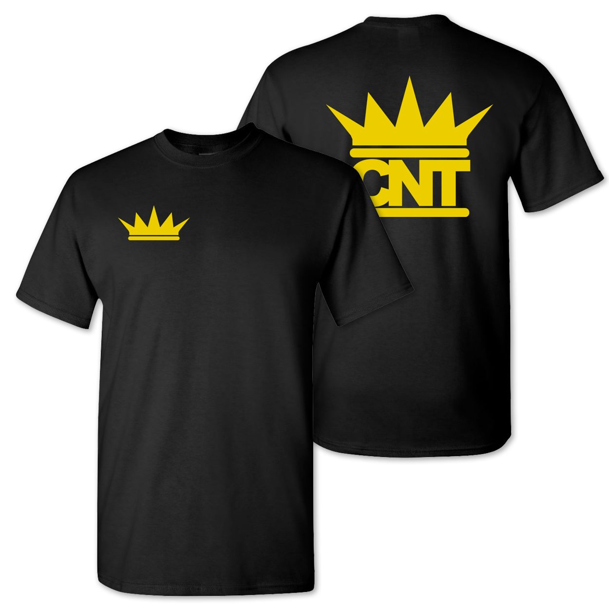 Rittz Black T-shirt with Gold Crown Pocket Print
