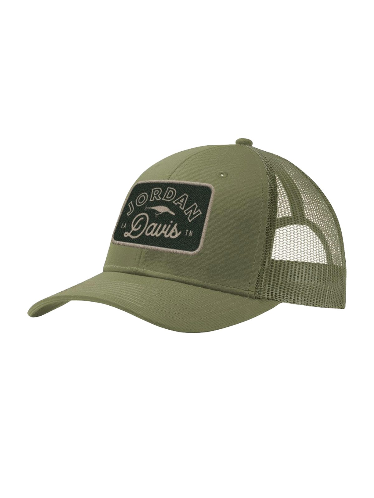 Jordan Davis Olive Green Patch Trucker Hat