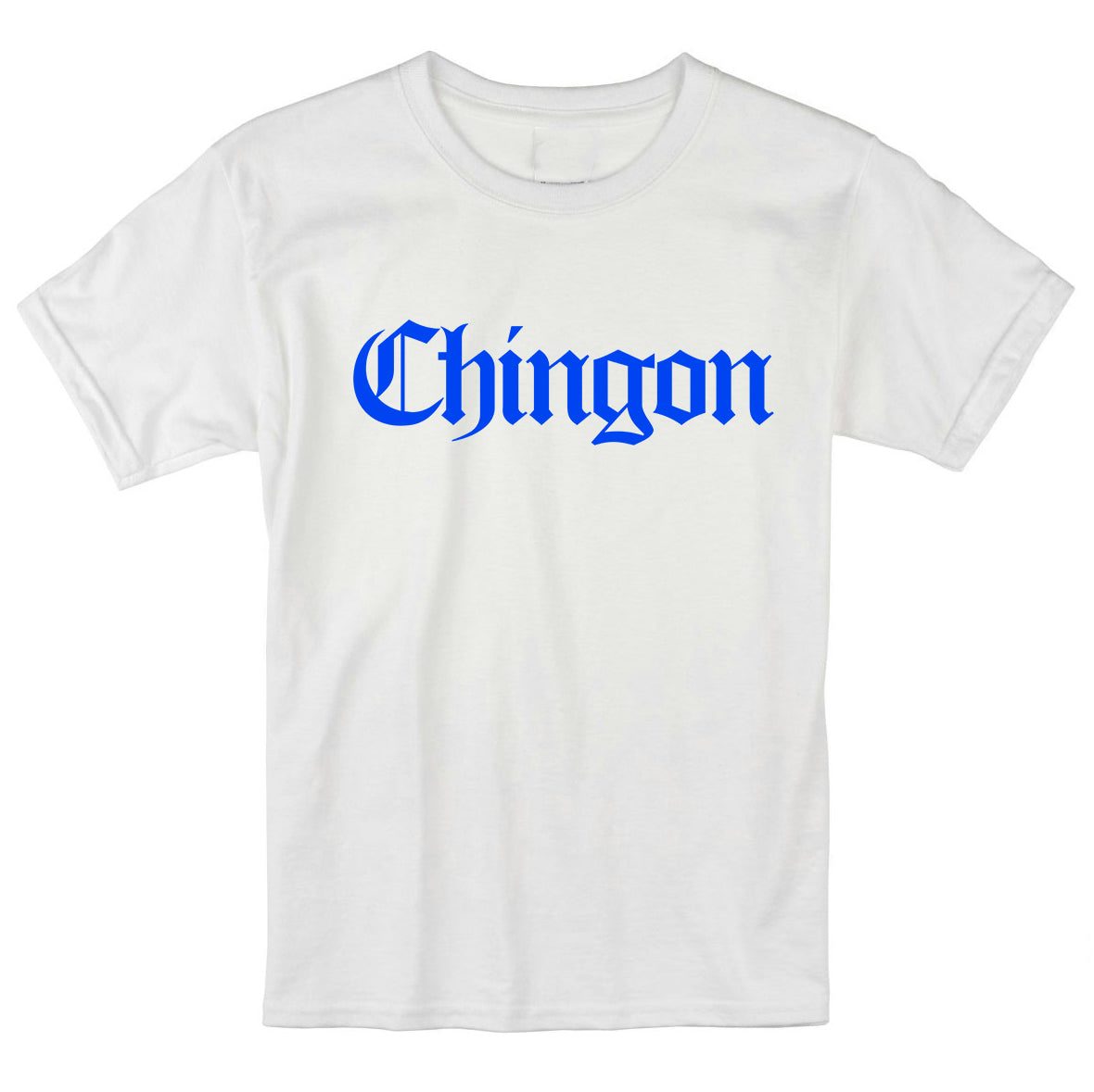 George Lopez Chingon "Royal Blue Logo" White Tee