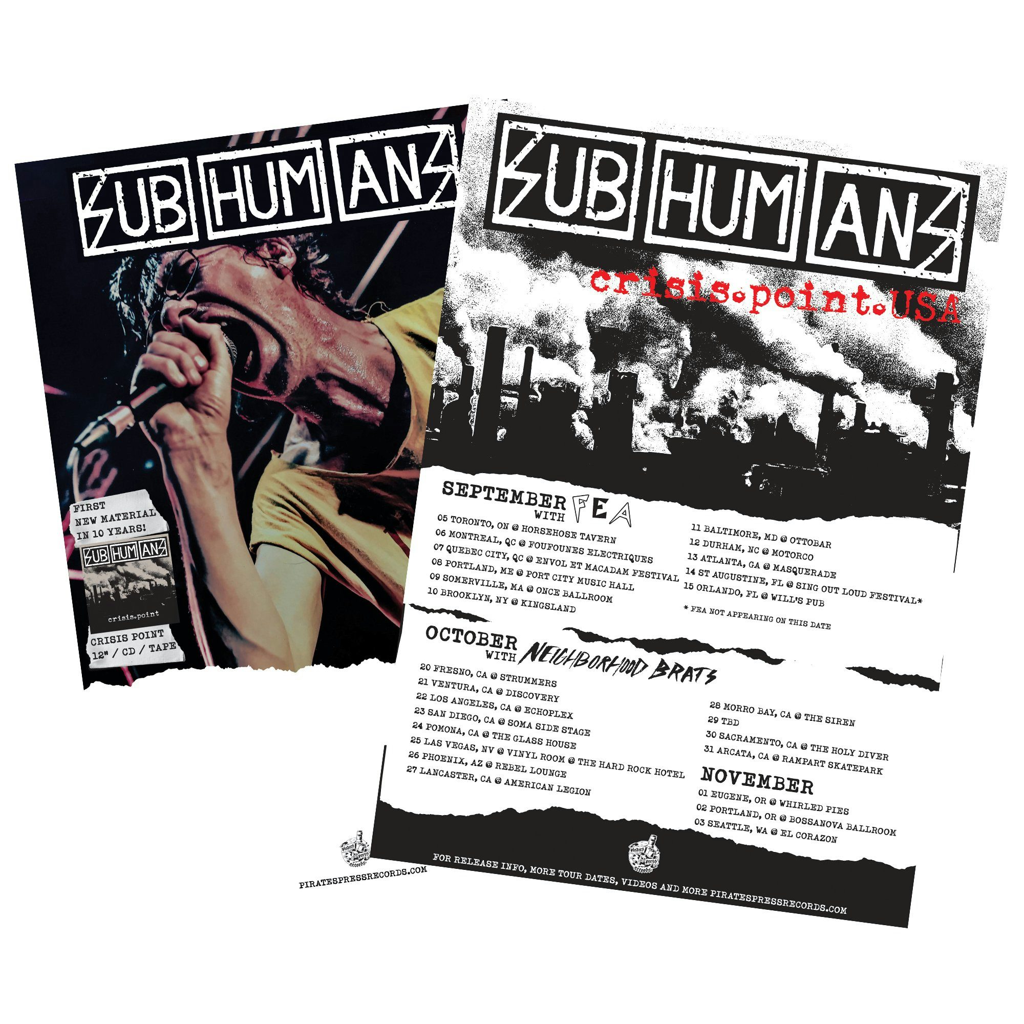 Subhumans - Crisis Point - Tour - Poster - Folded