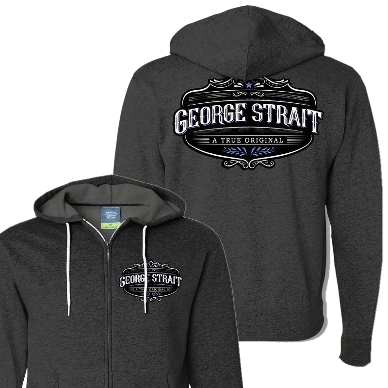George Strait Heather Charcoal True Original Zip Up Hoodie