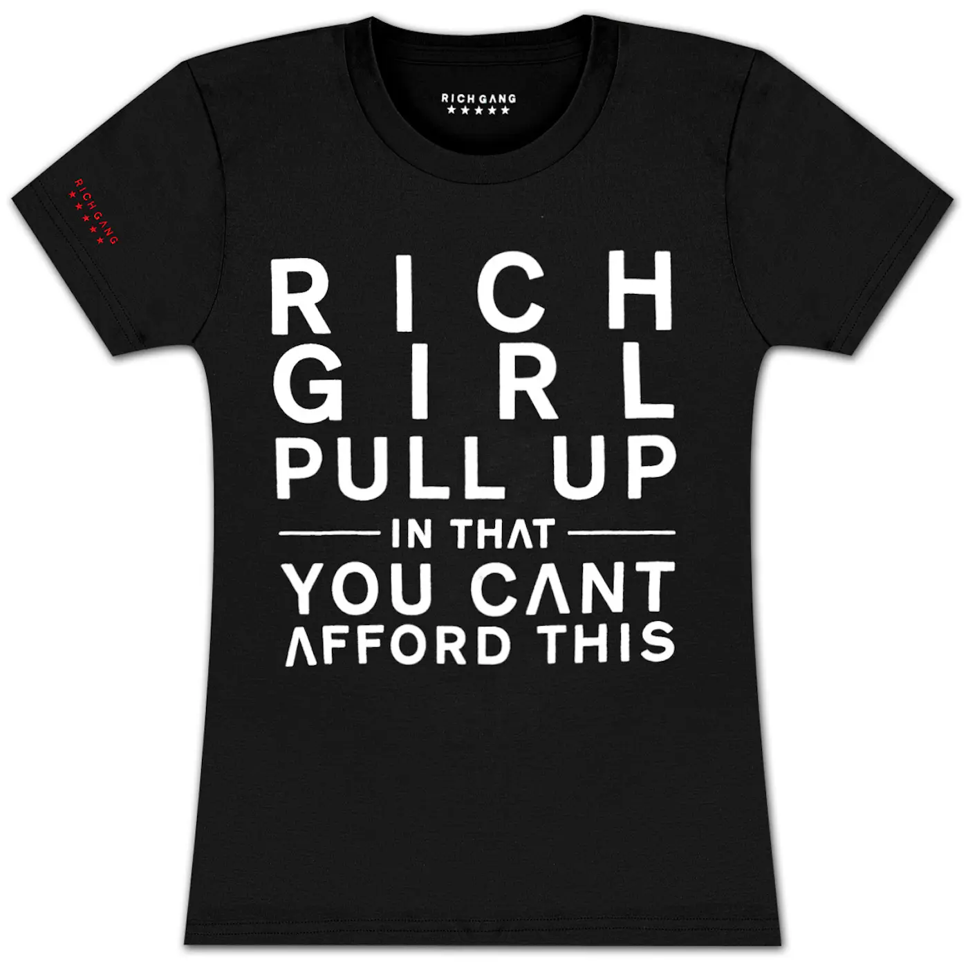 Rich Gang Rich Girl Pull Up T-Shirt In Black