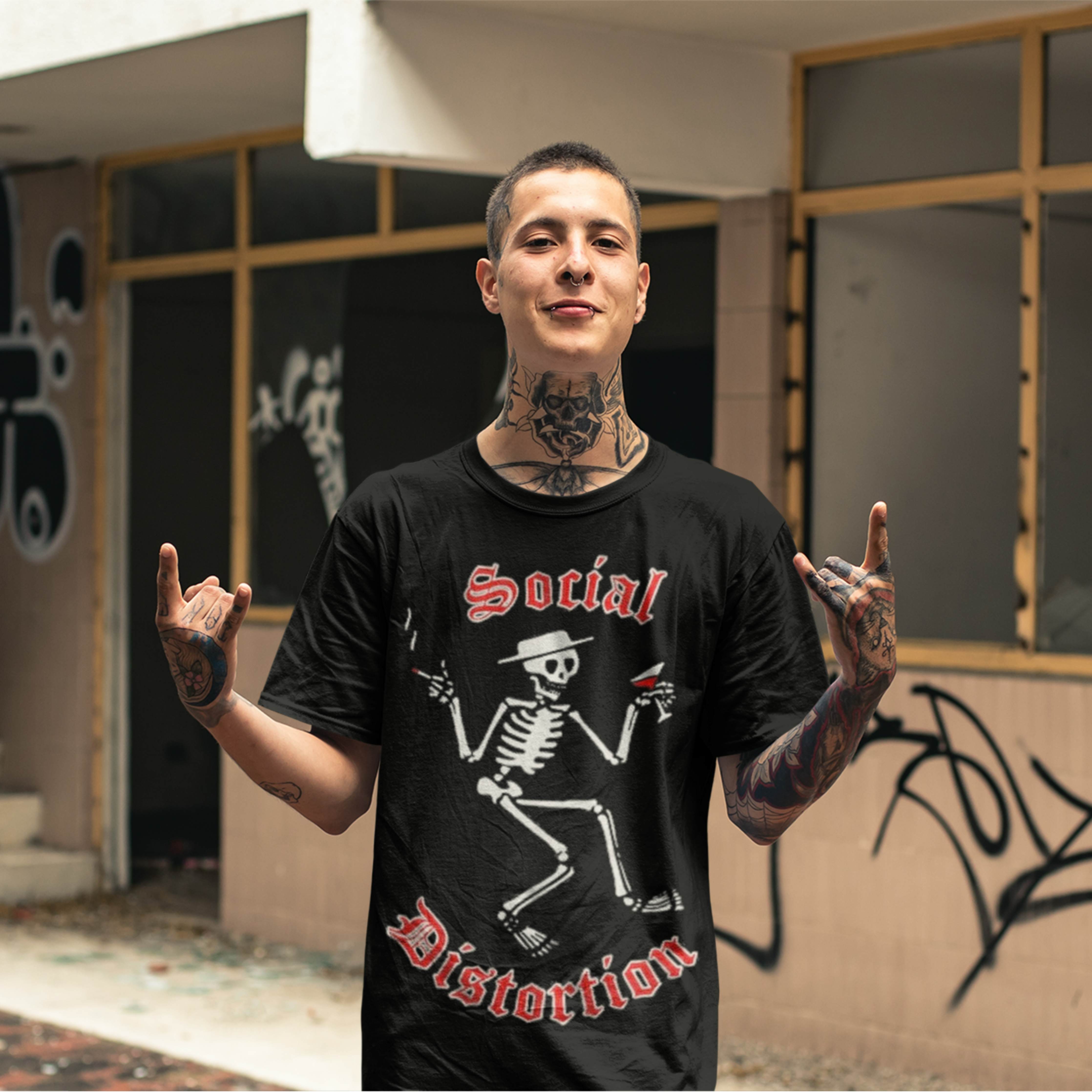 Social Distortion T-Shirt | Skeleton Logo Social Distortion T-Shirt