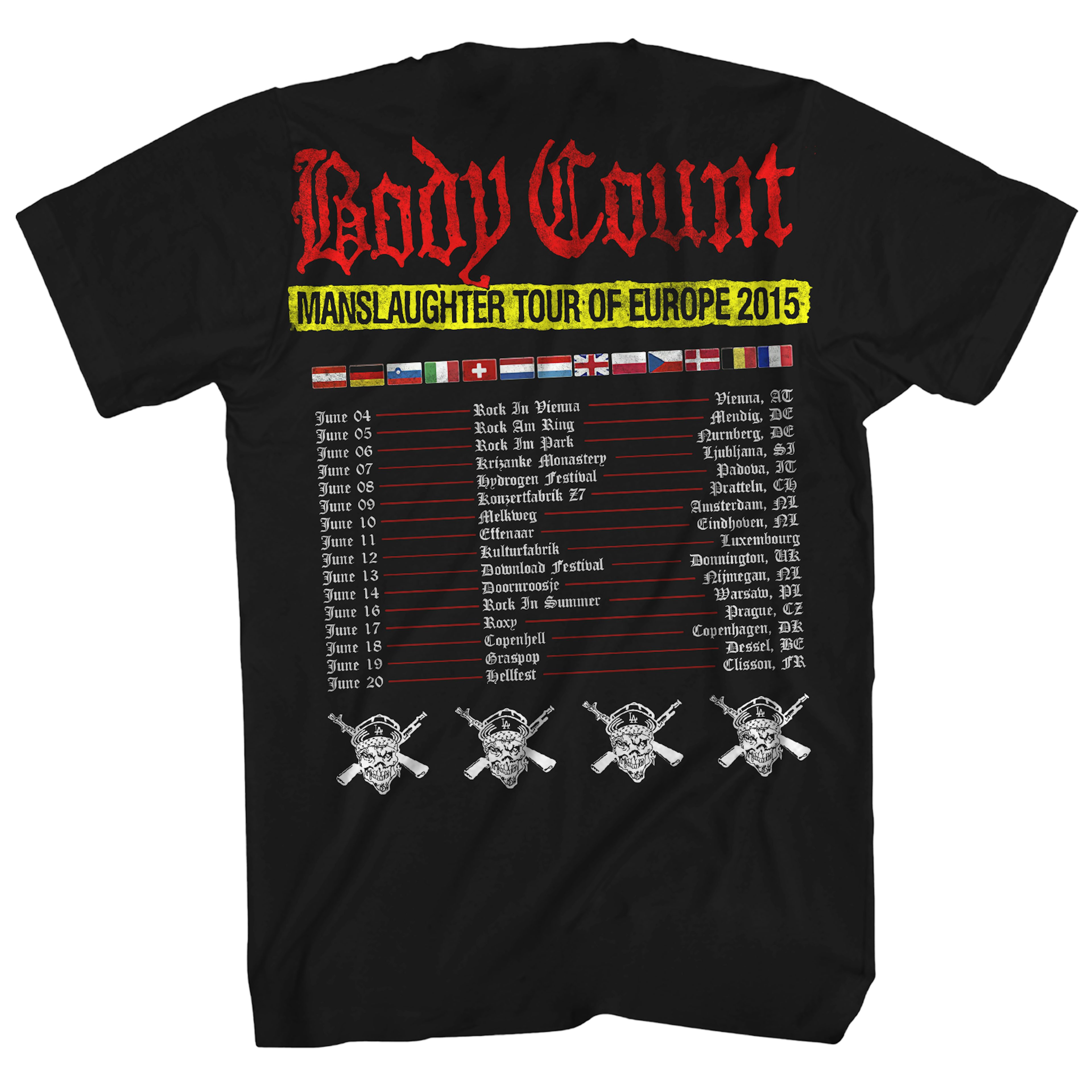 Body Count T-Shirt | Manslaughter Europe Tour ’15 Body Count Shirt ...