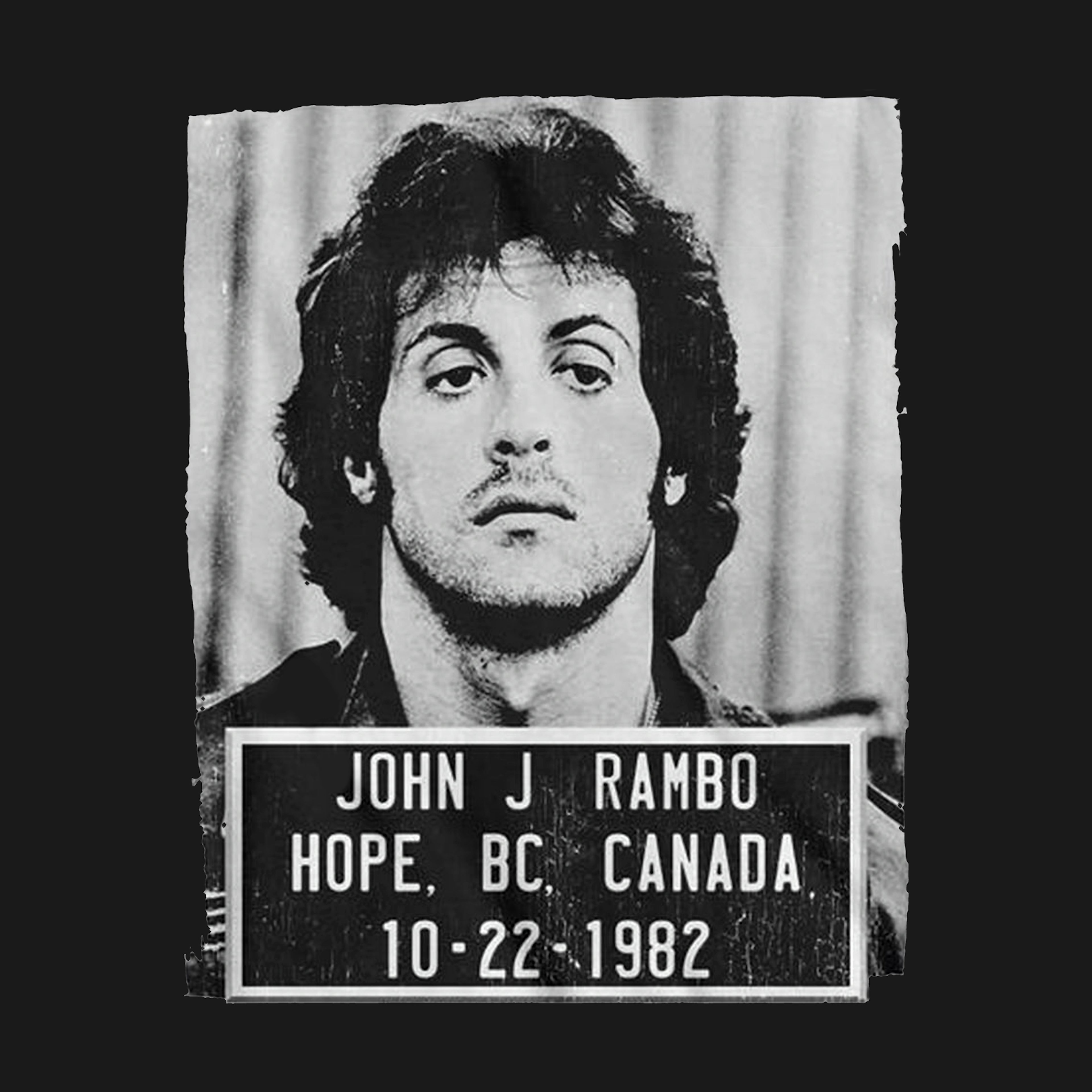 Rambo T-Shirt | 1982 B&W Police Mugshot Rambo Shirt