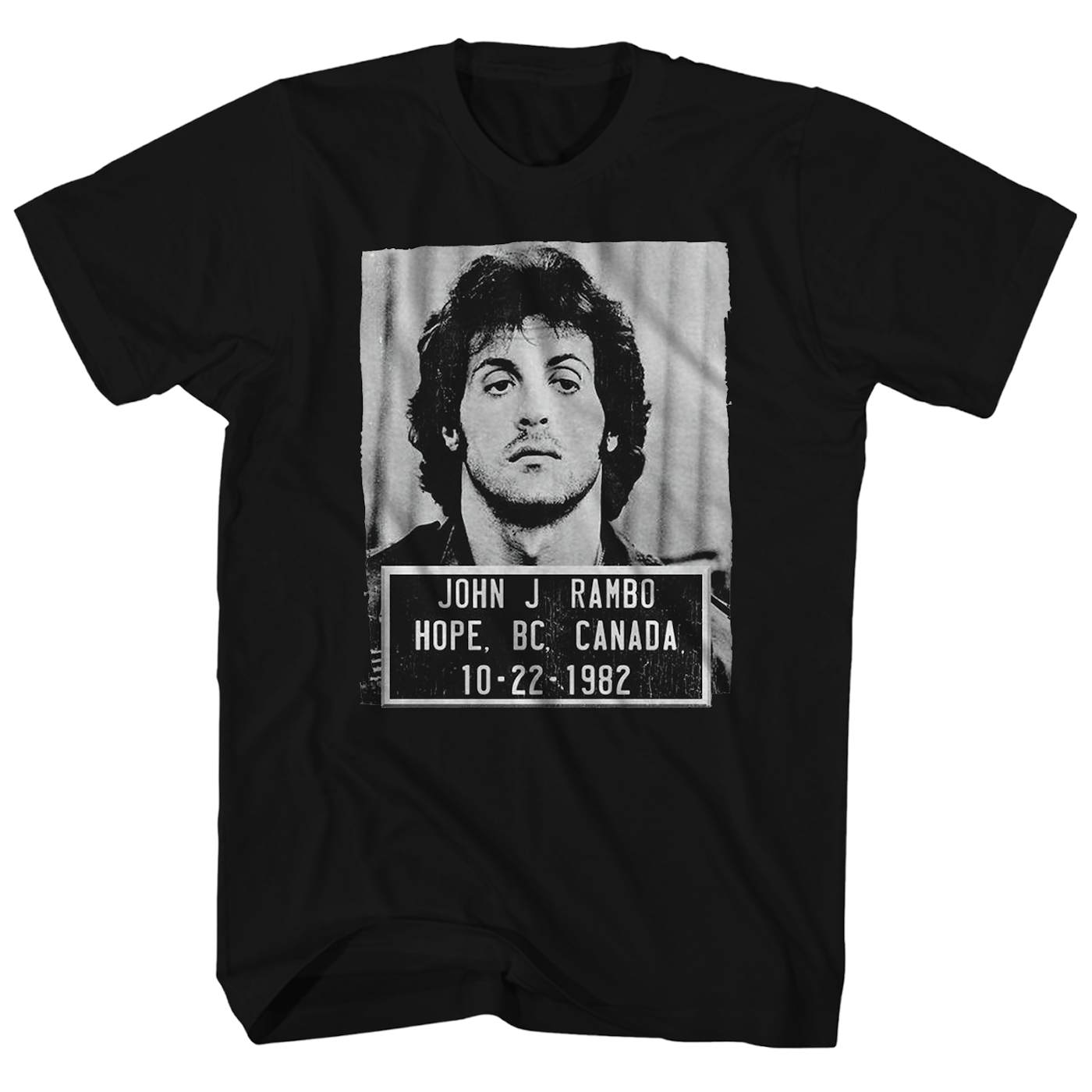 Rambo T-Shirt | 1982 B&W Police Mugshot Rambo Shirt