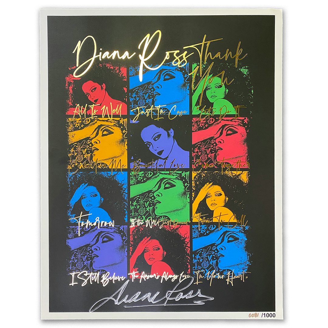Diana Ross "Thank You Song Titles" AUTOGRAPHED Limited Edition Poster