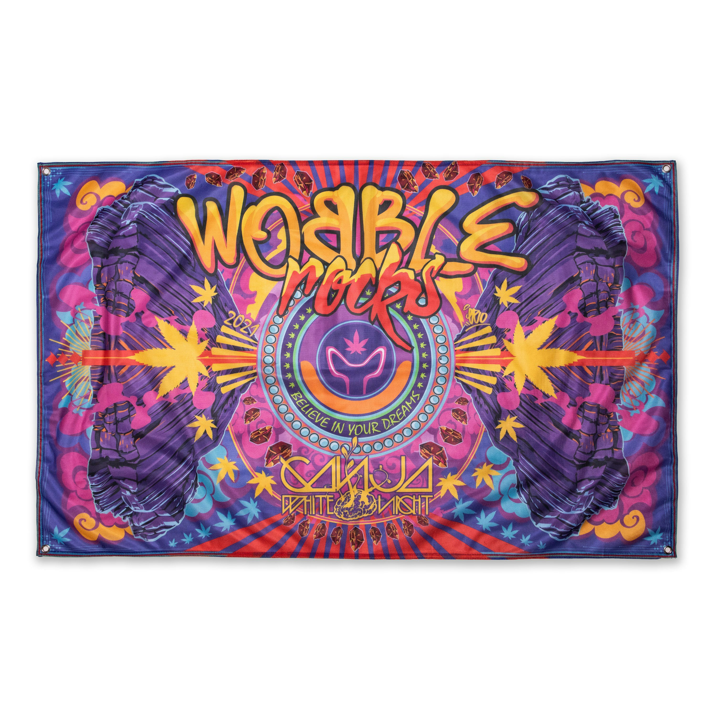 Ganja White Night Wobble Rocks Flag