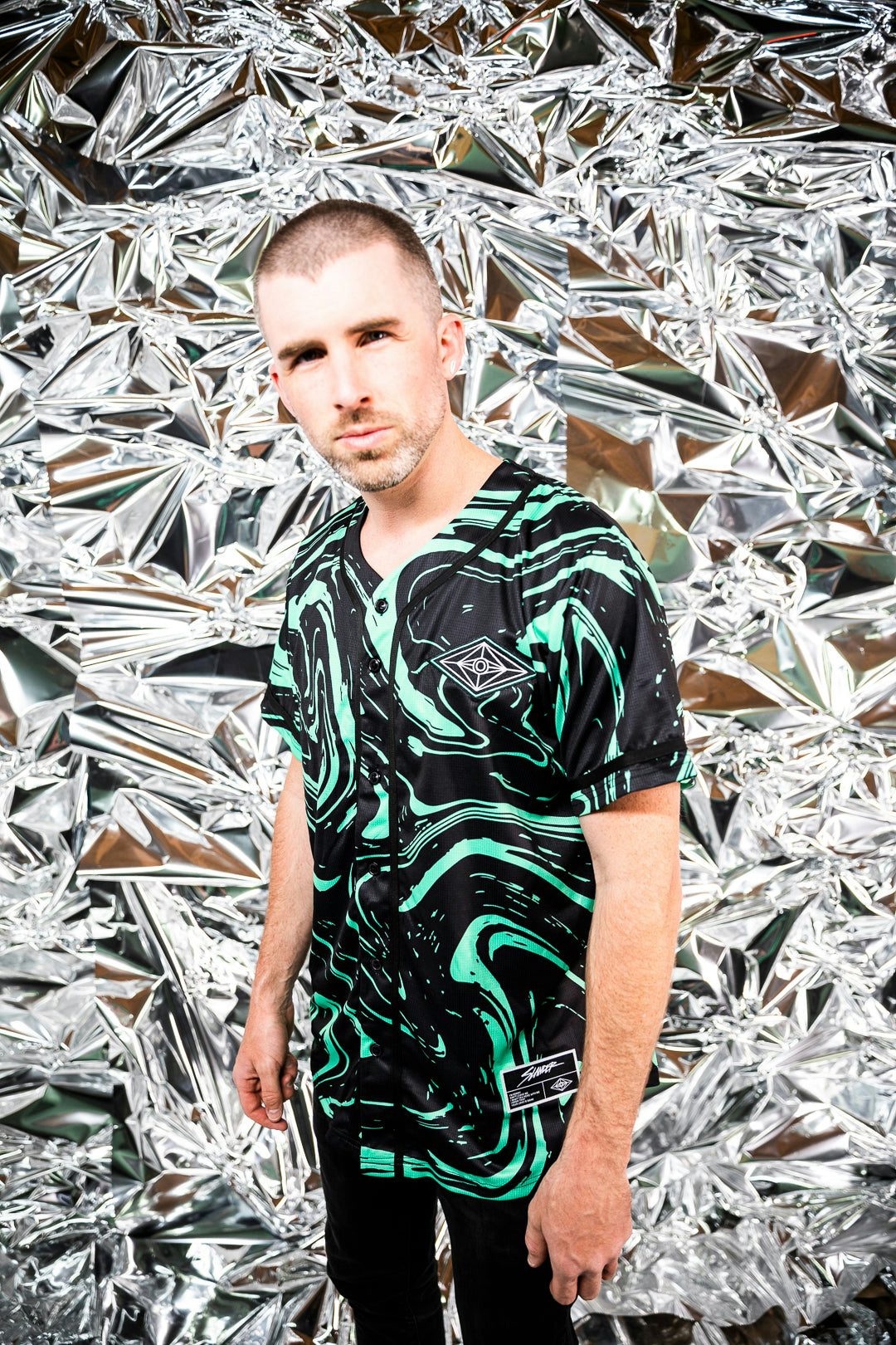SLANDER SPACEMAN JERSEY - TEAL/BLACK MARBLE