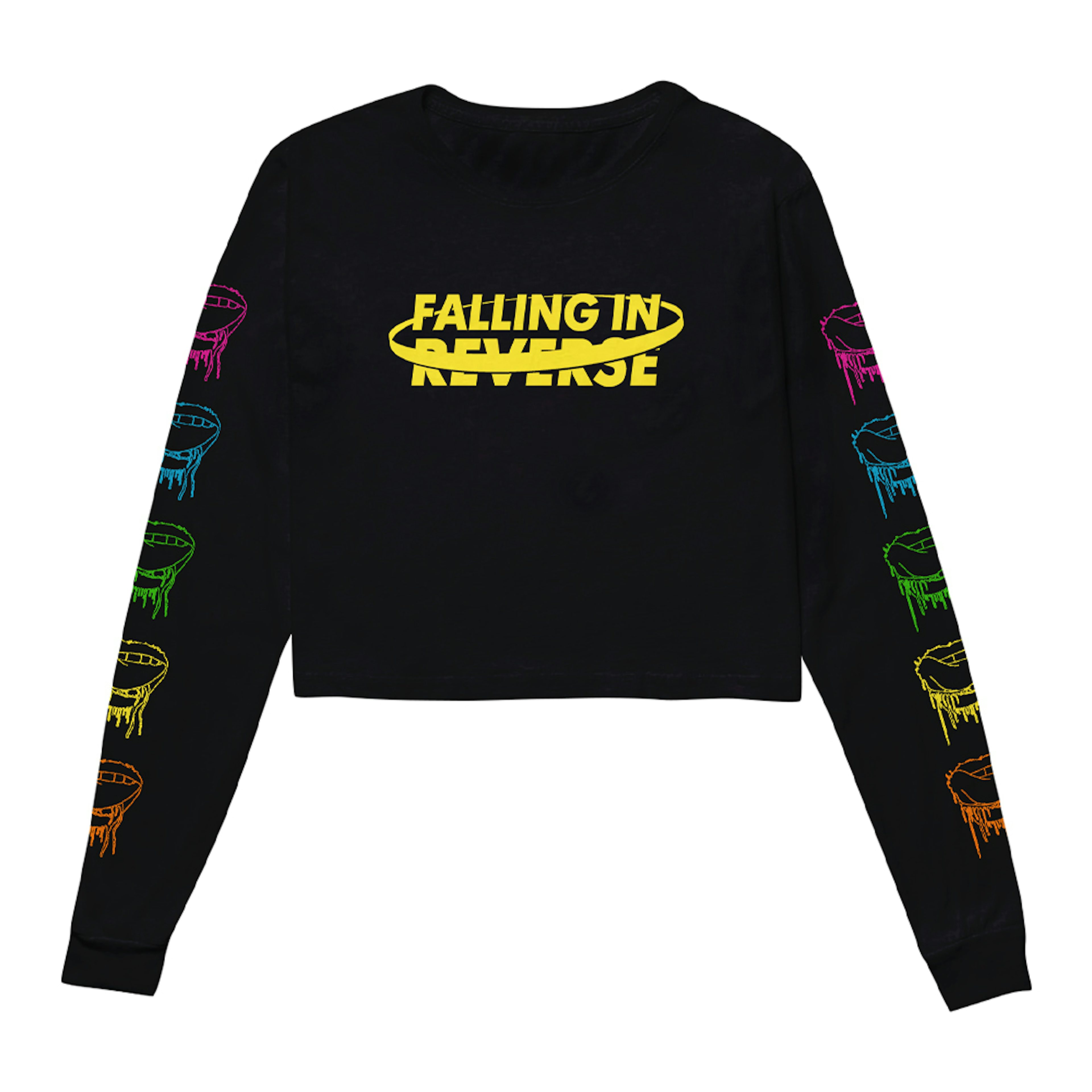 Falling In Reverse Lips Cropped Long Sleeve (Black)