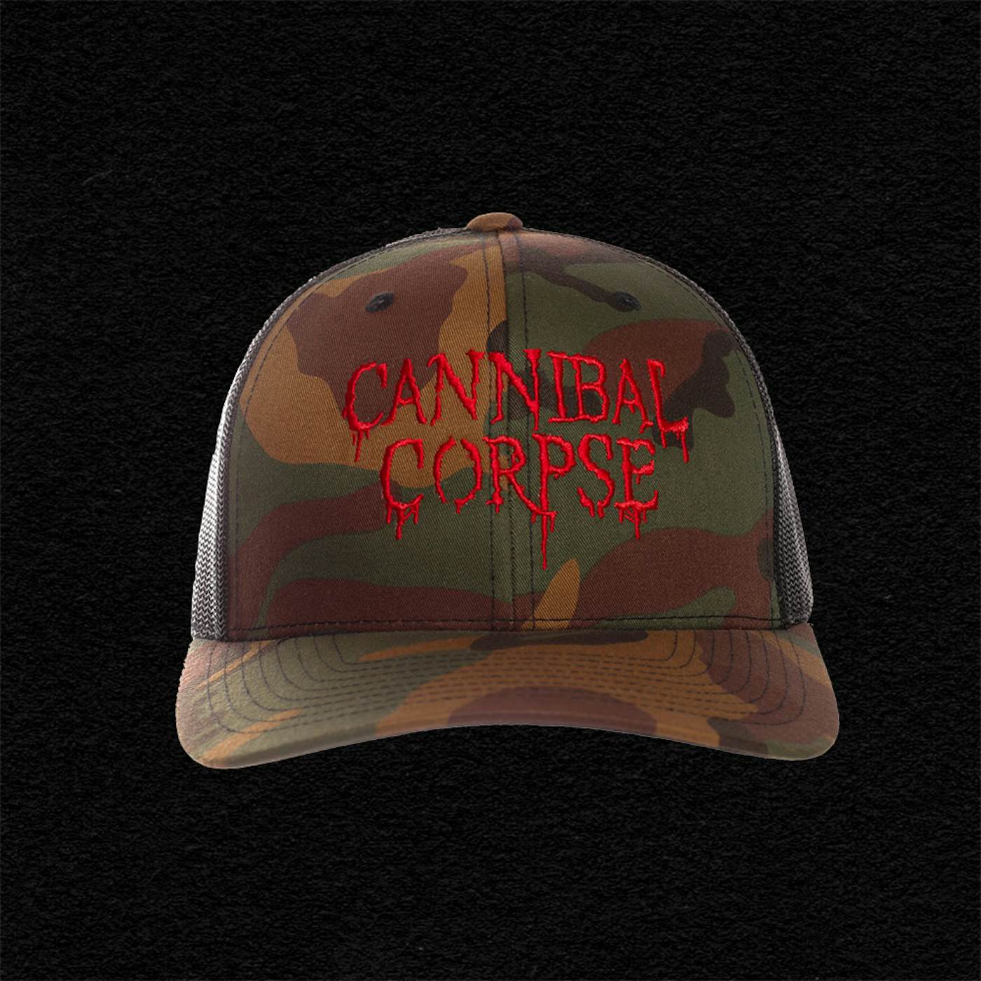Cannibal Corpse Embroidered Red Logo Trucker Hat