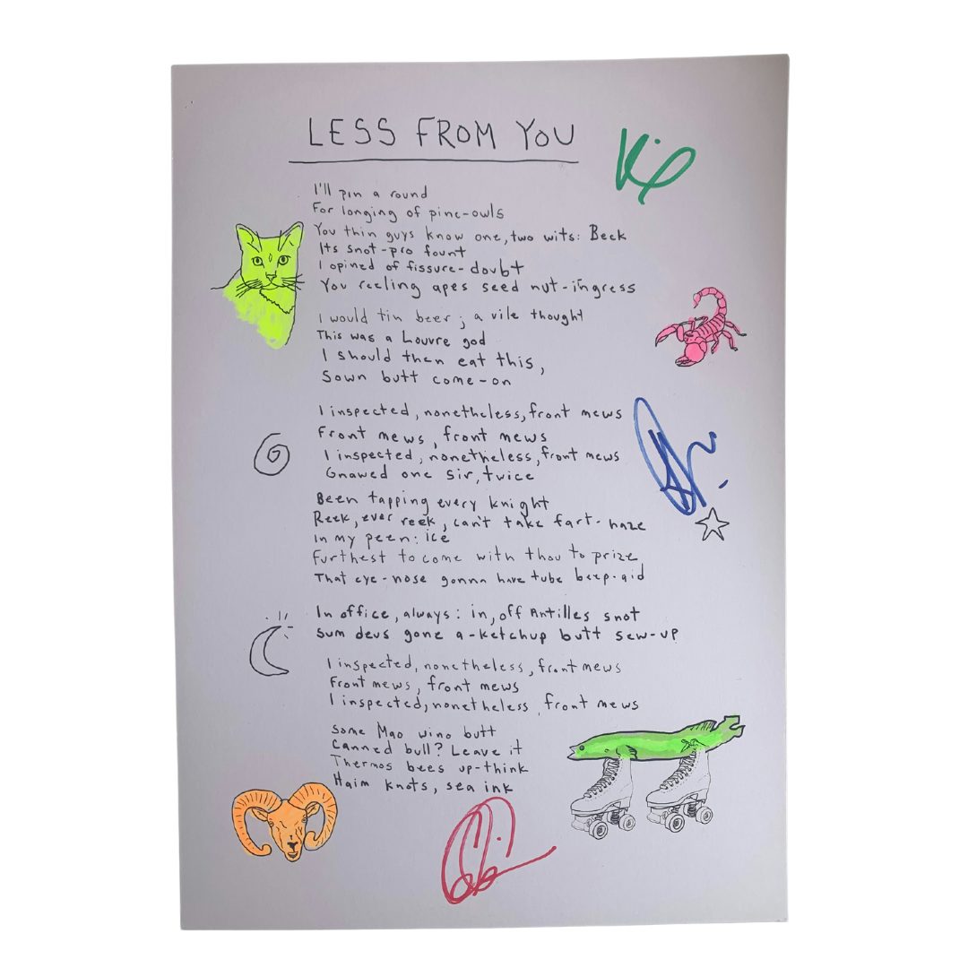 We Are Scientists Signed Lyric Sheet