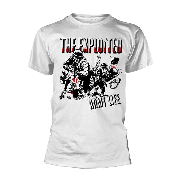 The Exploited T Shirt - Army Life (White)