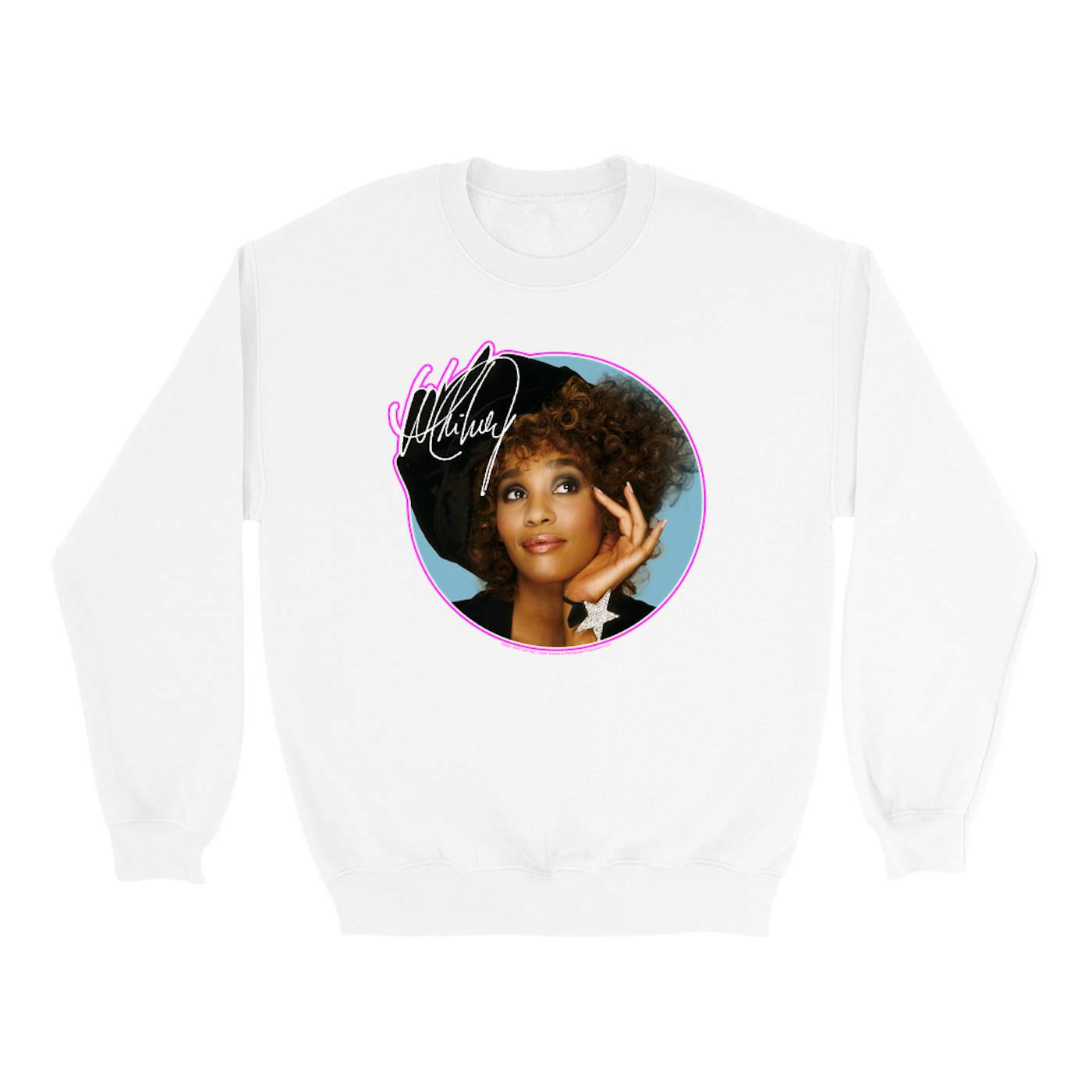 Whitney Houston Sweatshirt | Whitney Signature Album Photo Pink Image ...