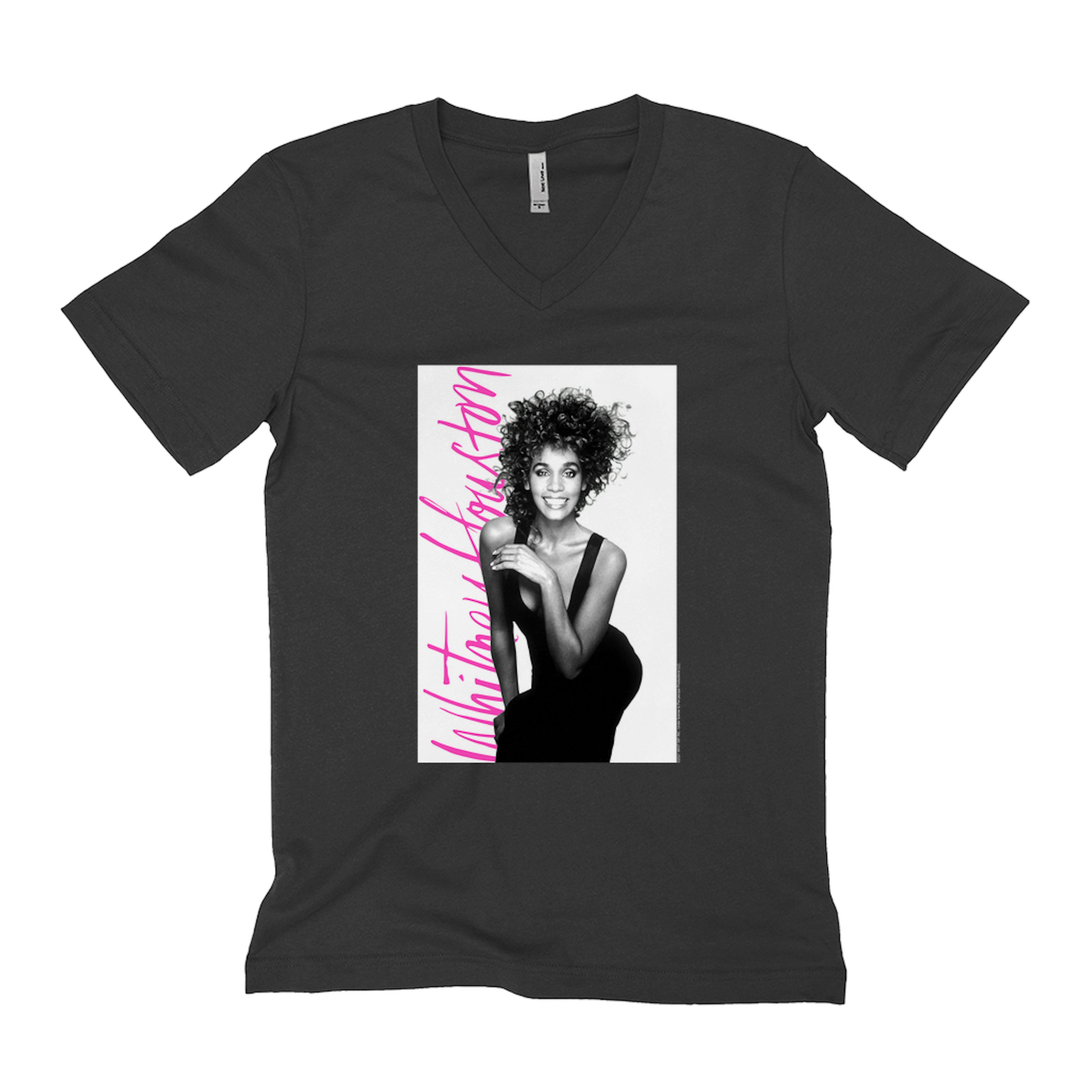 Whitney Houston Unisex V-neck T-Shirt | Album Photo With Hot Pink ...
