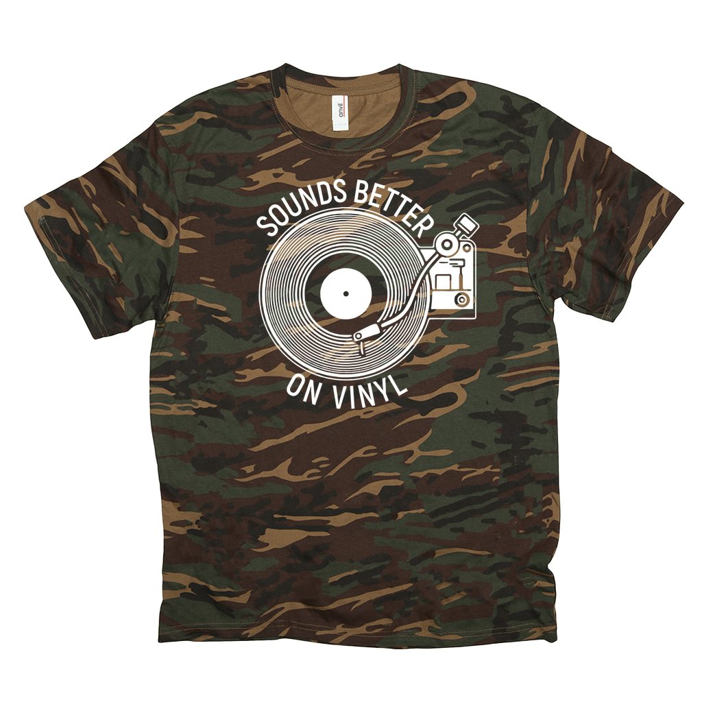 Merchbar Music Life Camo Shirt | Vinyl Sounds Better Merchbar Music ...