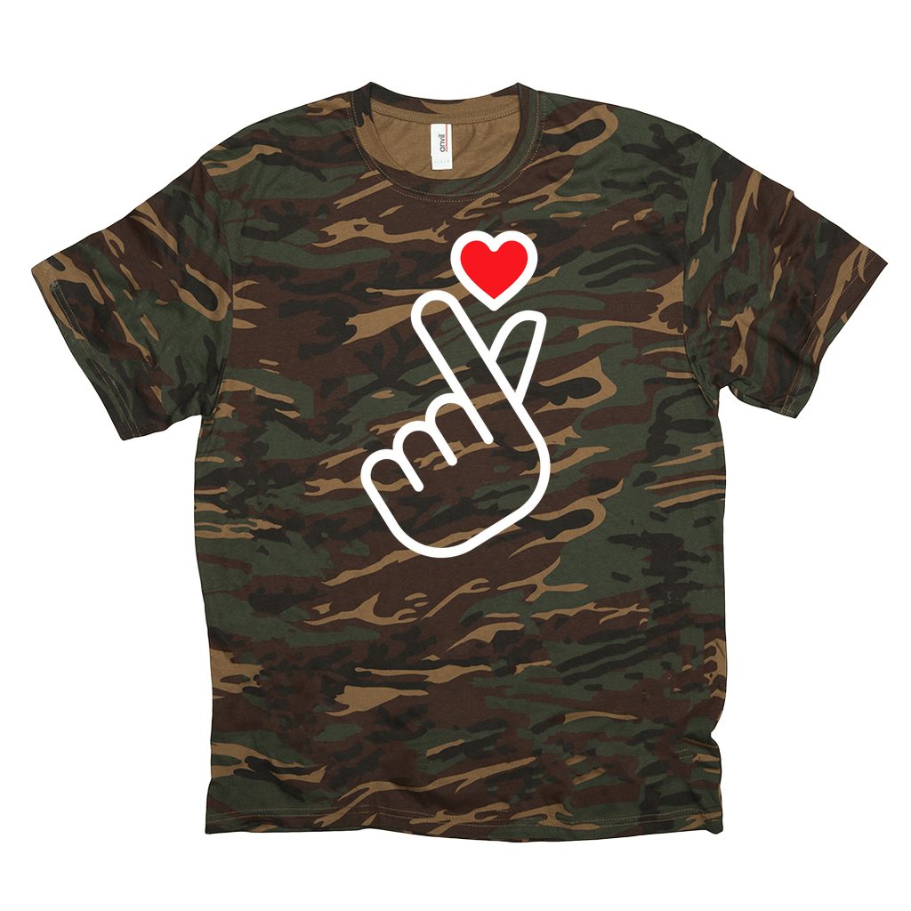 Merchbar Music Life Camo Shirt | Kpop Finger Heart Design Merchbar ...