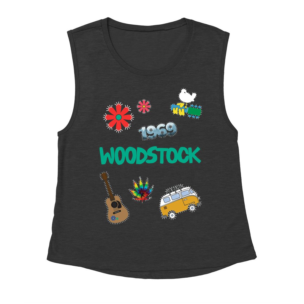 Woodstock Ladies' Muscle Tank Top | Woodstock Patches Design Woodstock Shirt (Merchbar Exclusive)