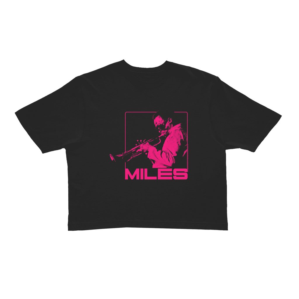 Miles Davis Ladies' Crop Tee | Miles Playing Trumpet Hot Pink Design ...