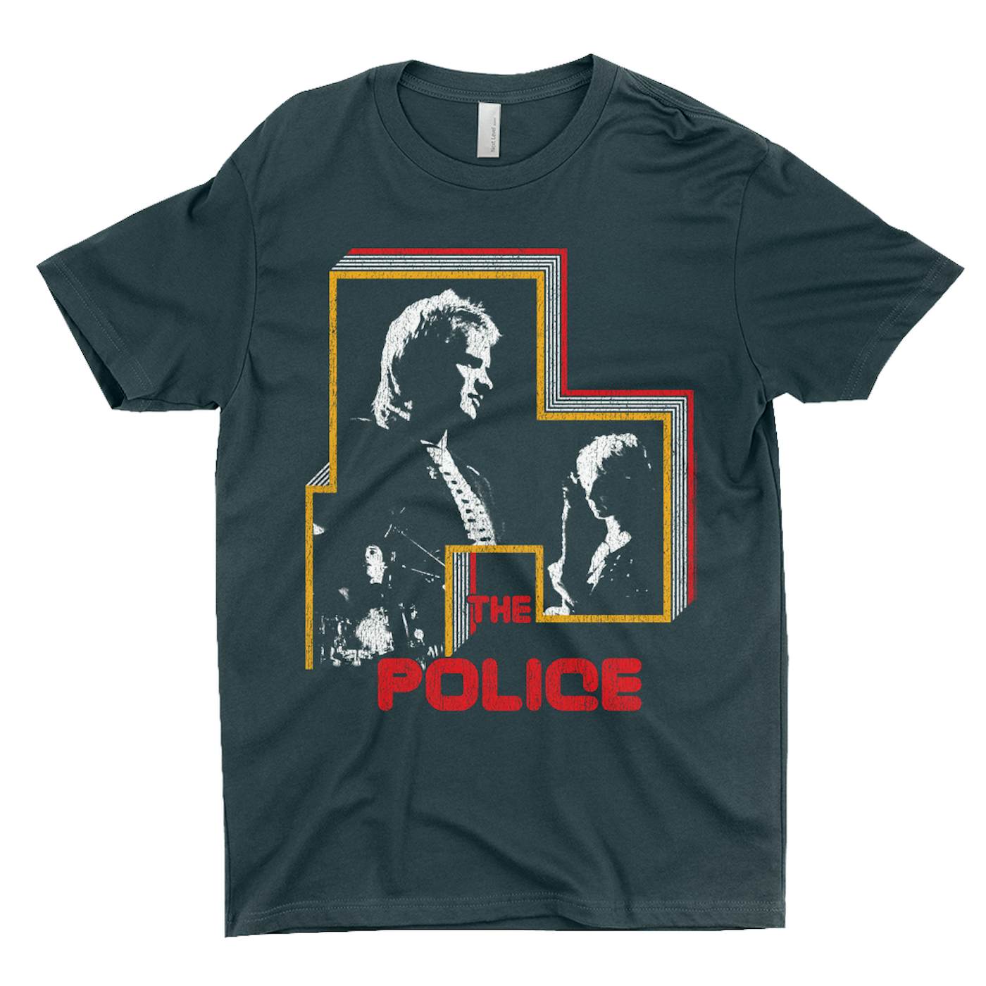 The Police T-Shirt | Retro Bordered Shadow Live In Concert Distressed ...