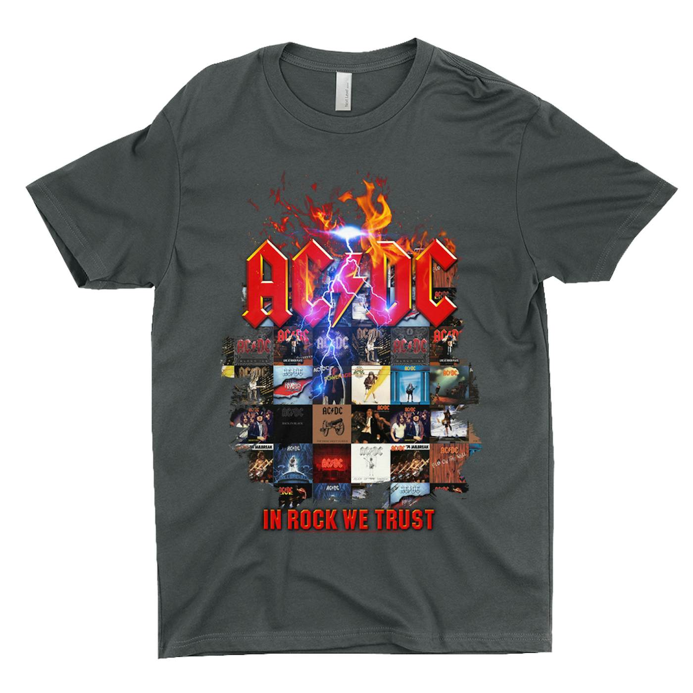 AC/DC T-Shirt | In Rock We Trust Album Collage Shirt