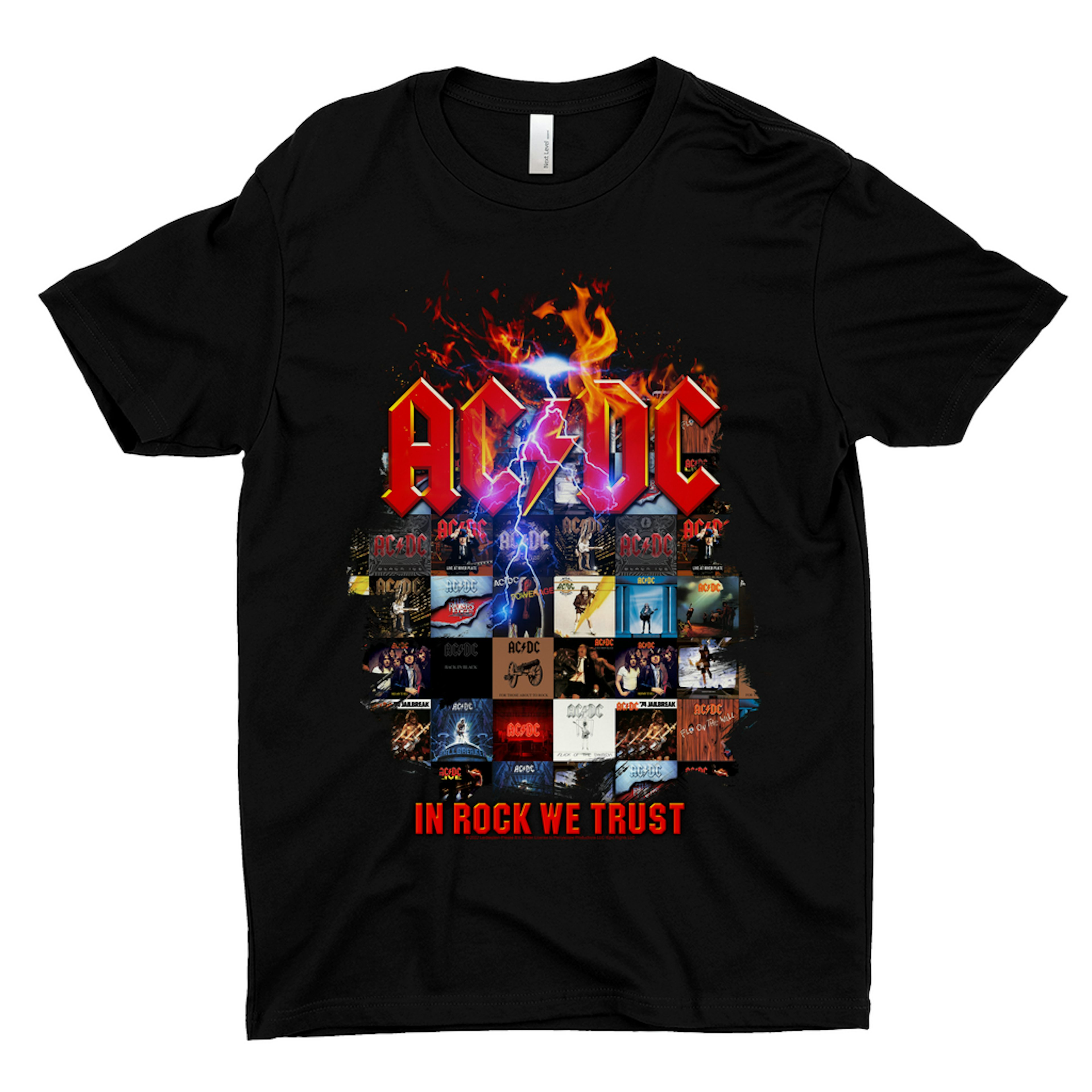 AC/DC T-Shirt | In Rock We Trust Album Collage Shirt