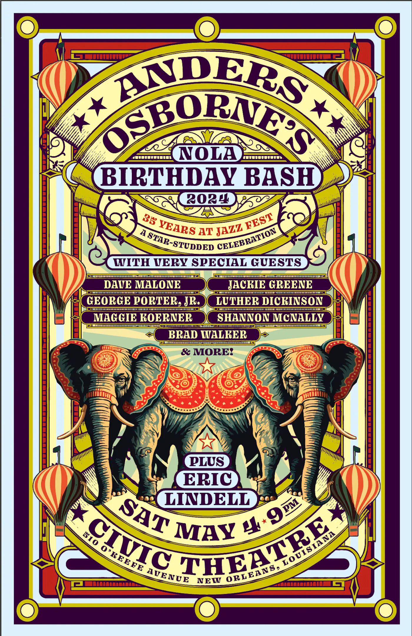 Anders Osborne's Nola Birthday Bash 2024 Poster