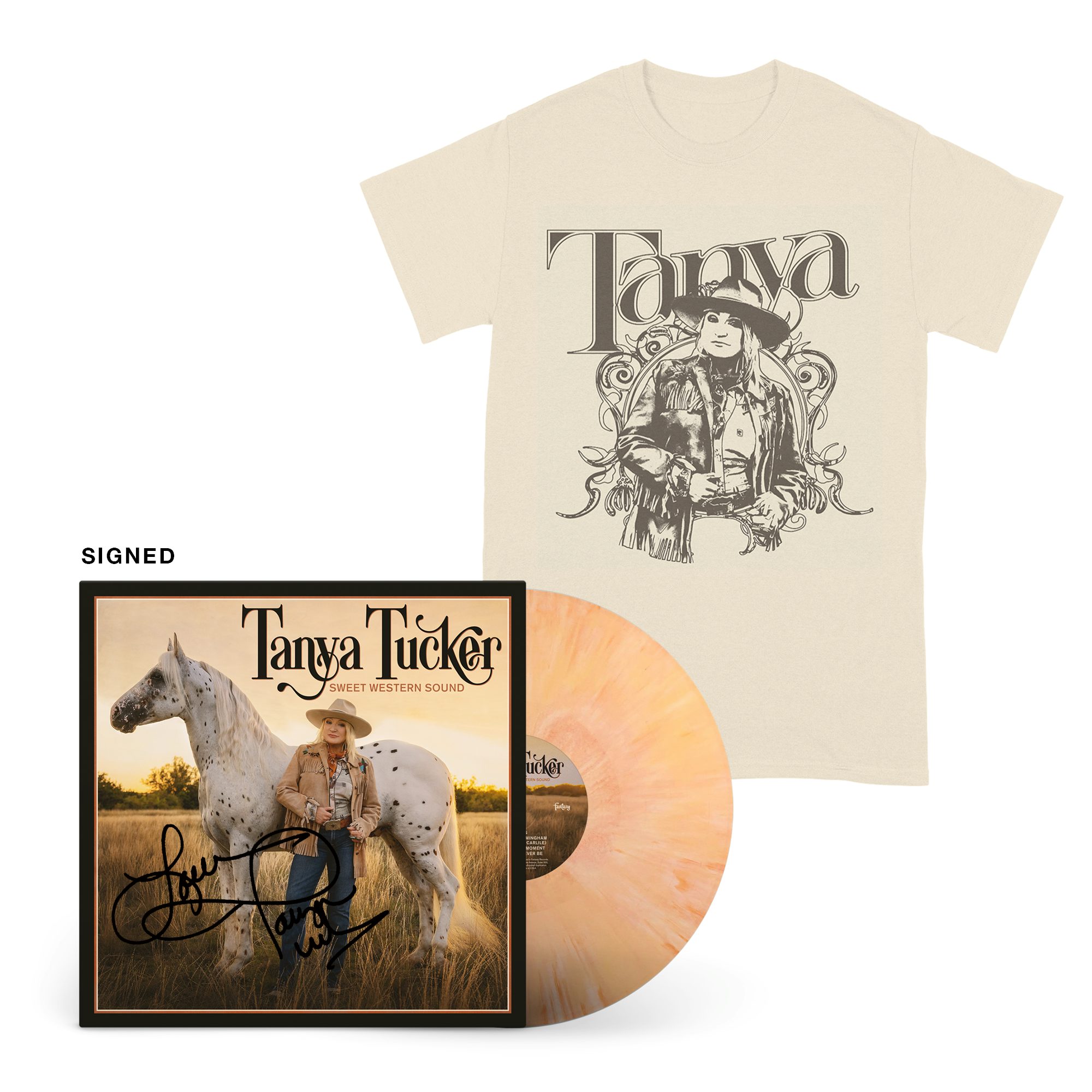 Tanya Tucker Sweet Western Sound SIGNED "Golden Hour" Vinyl LP + T-shirt