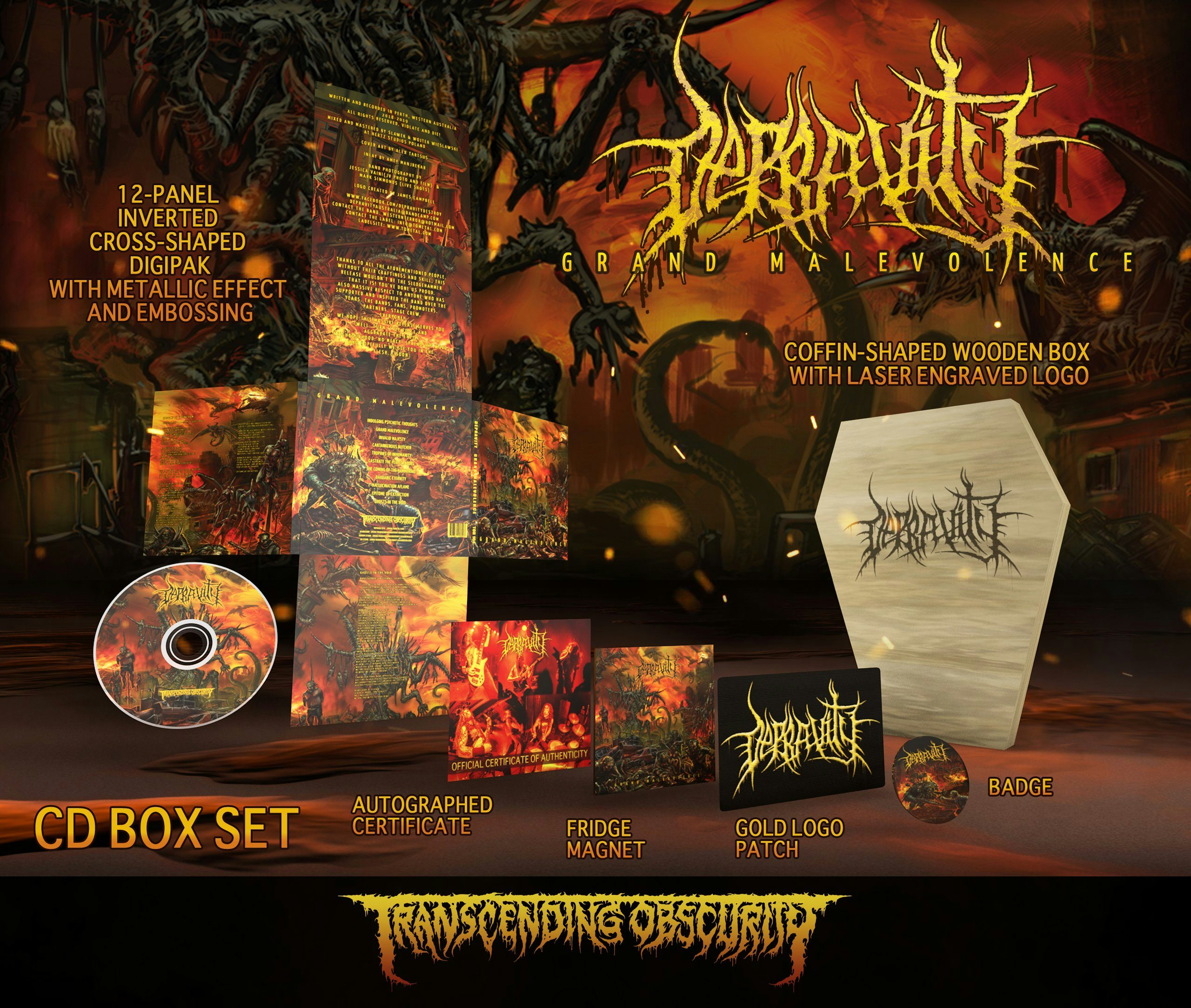 Depravity (Australia) "Grand Malevolence Coffin-Shaped Wooden CD Box ...