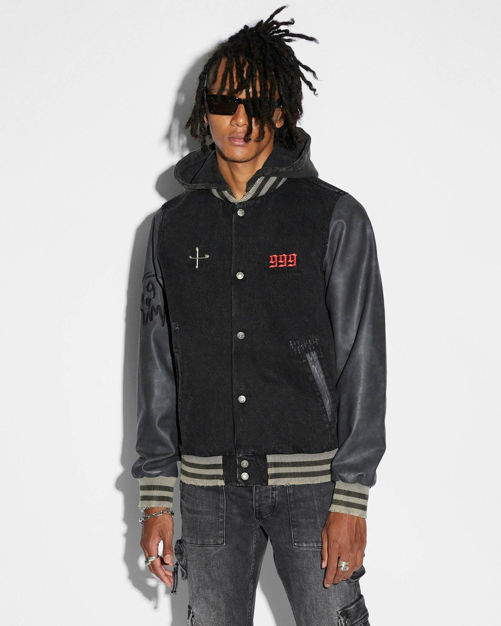 Juice WRLD 999 KOLLEGE JACKET - FADED BLACK
