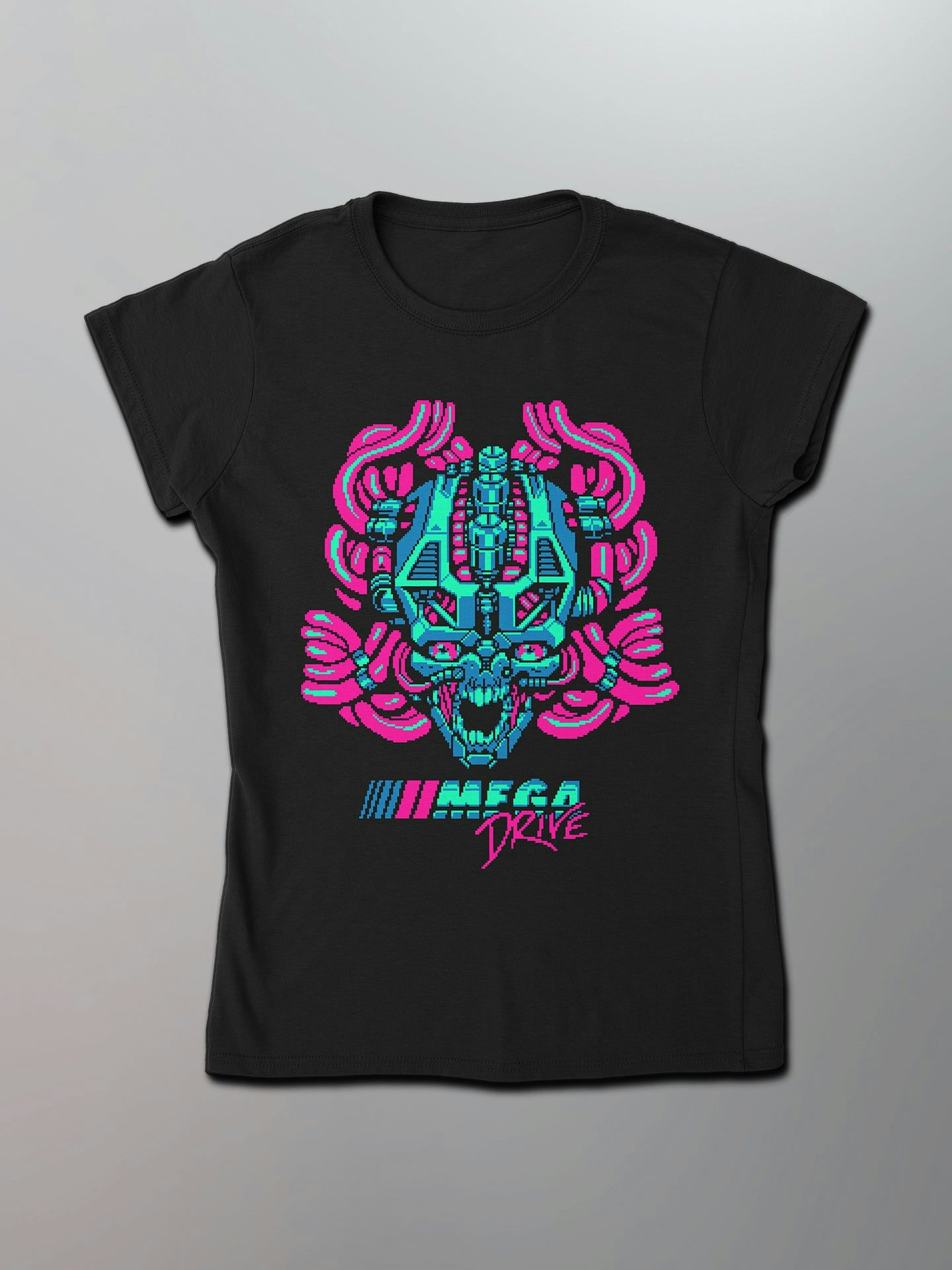 Mega Drive - Pixel Skull Women's Shirt [Pink]
