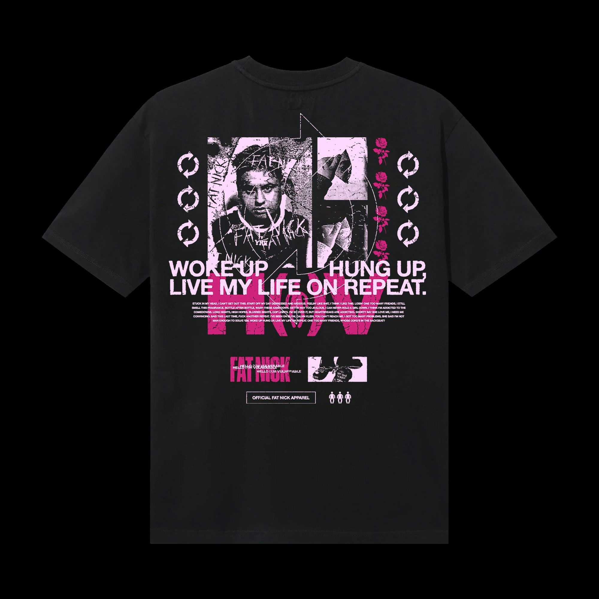 Fat Nick Life On Repeat Black Tee