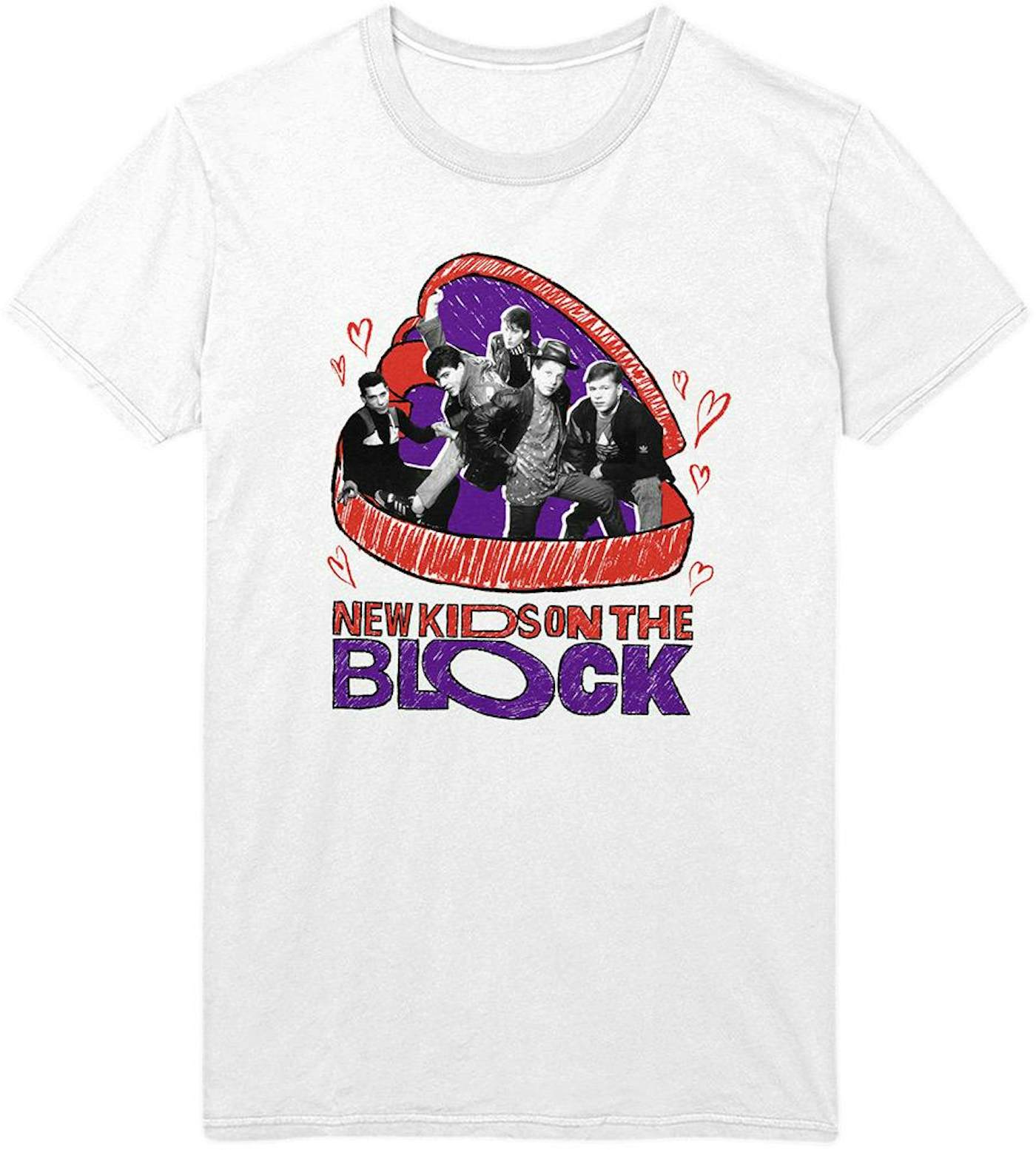 New Kids On The Block Vintage Photo Hearts Tee