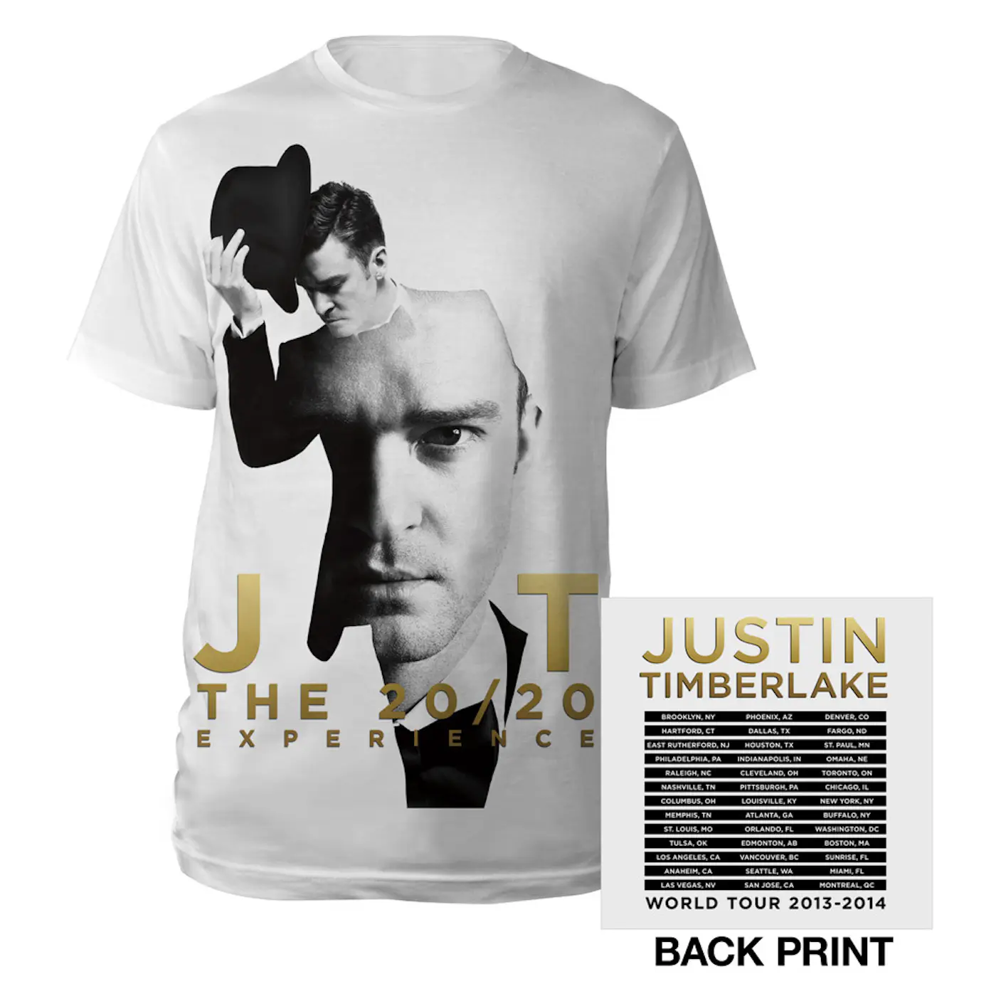 Justin Timberlake Gold Double Exposure T-Shirt