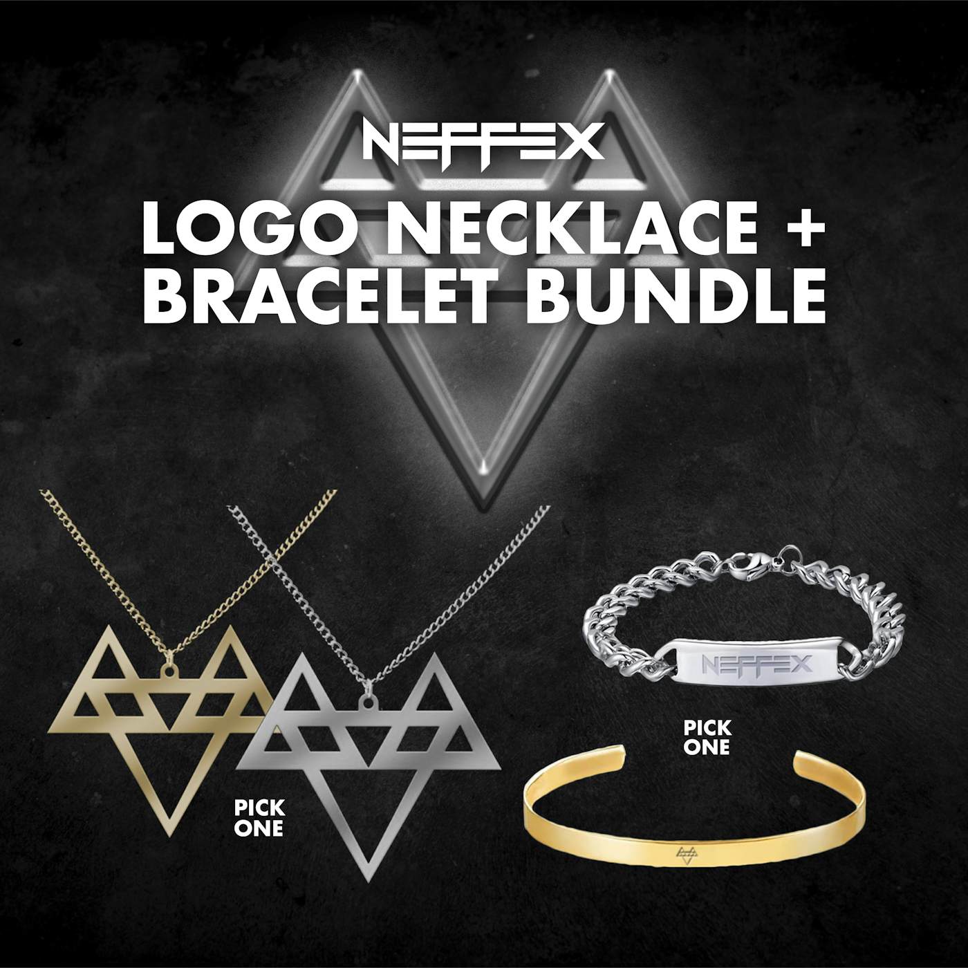 NEFFEX Logo Necklace + Bracelet Bundle