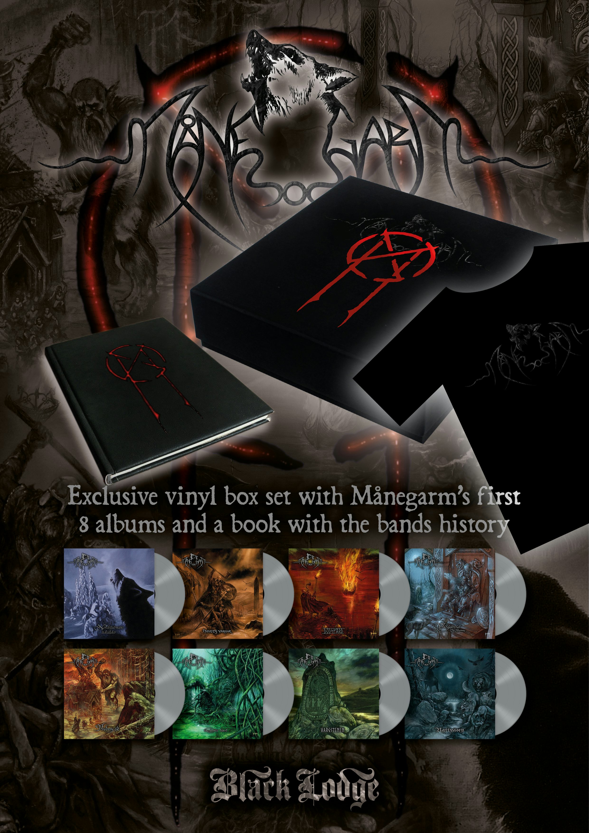 Månegarm 8LP BOXSET + BOOK + T-SHIRT (MED) Vinyl Record