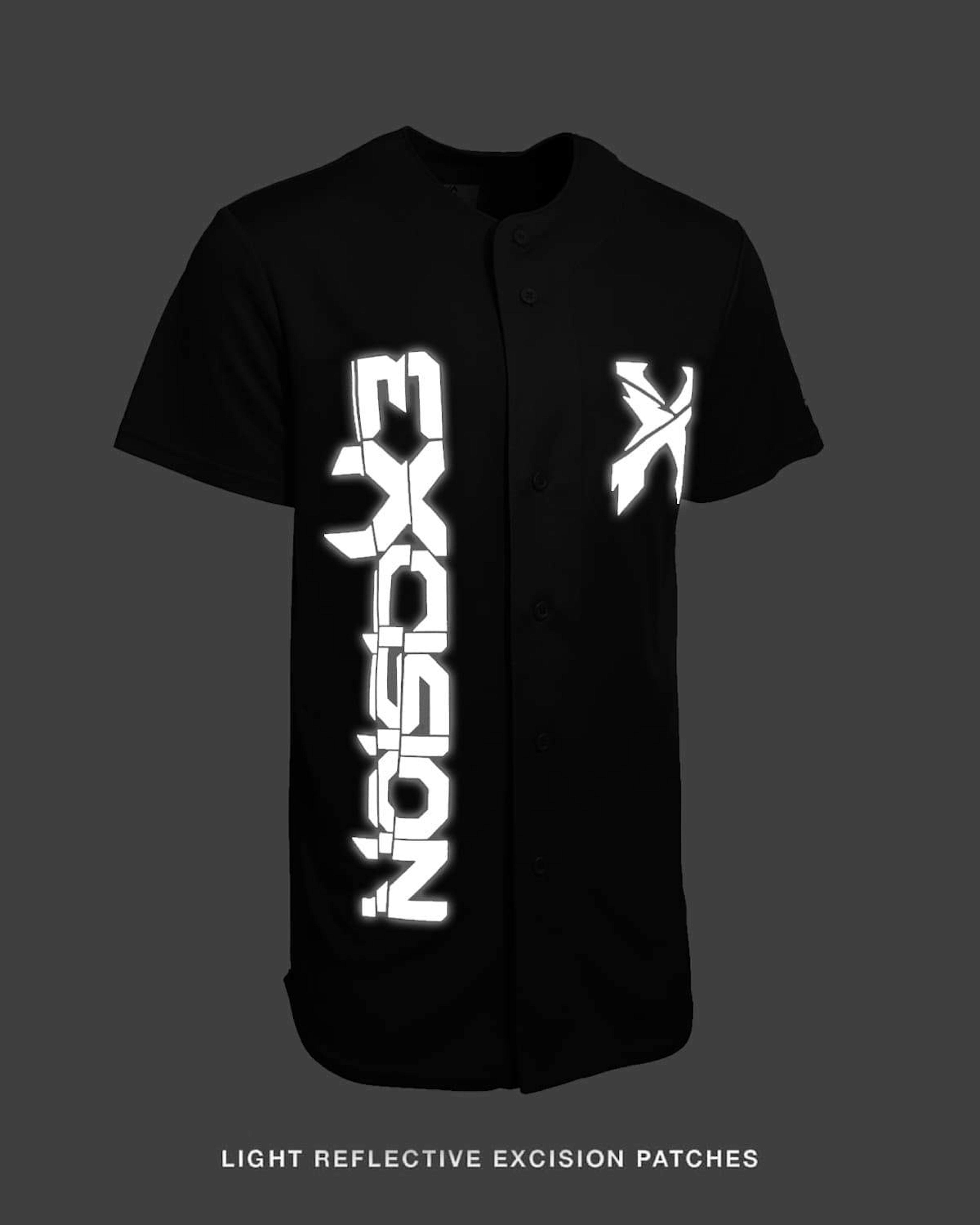 Excision 'Headbanger' Reflective Baseball Jersey - Black/Black