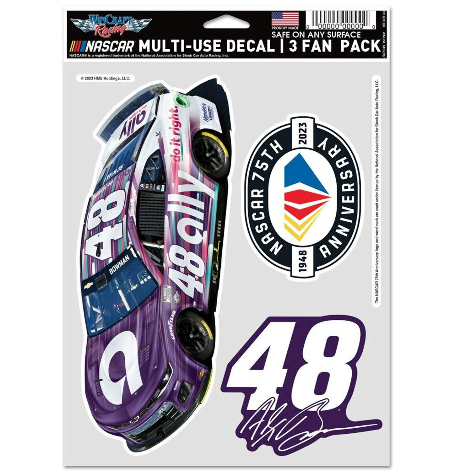 Hendrick Motorsports Alex Bowman #48 2023 Multi Use3 Decal Fan Pack