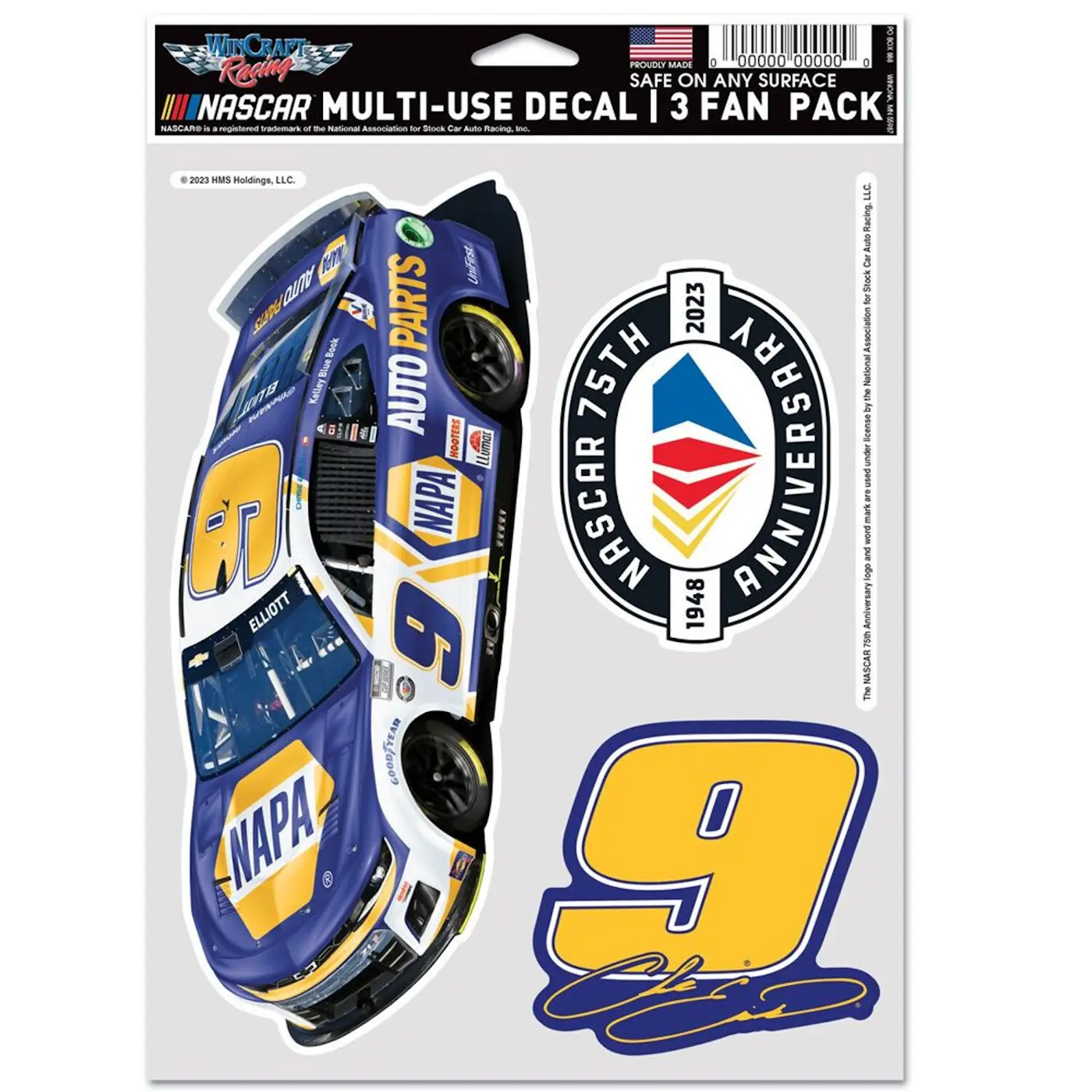 Hendrick Motorsports Chase Elliott #9 2023 Multi-Use Decal Fan 3 Pack