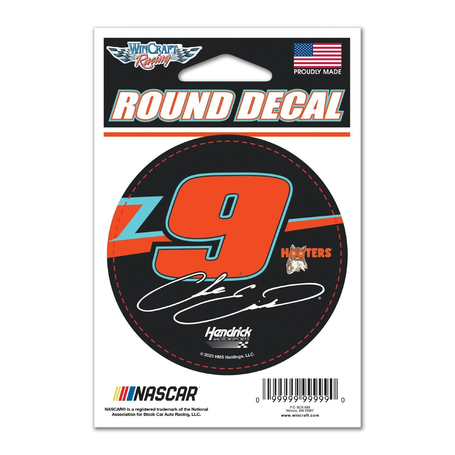 Hendrick Motorsports Chase Elliott #9 2023 Hooters 3" Round Decal