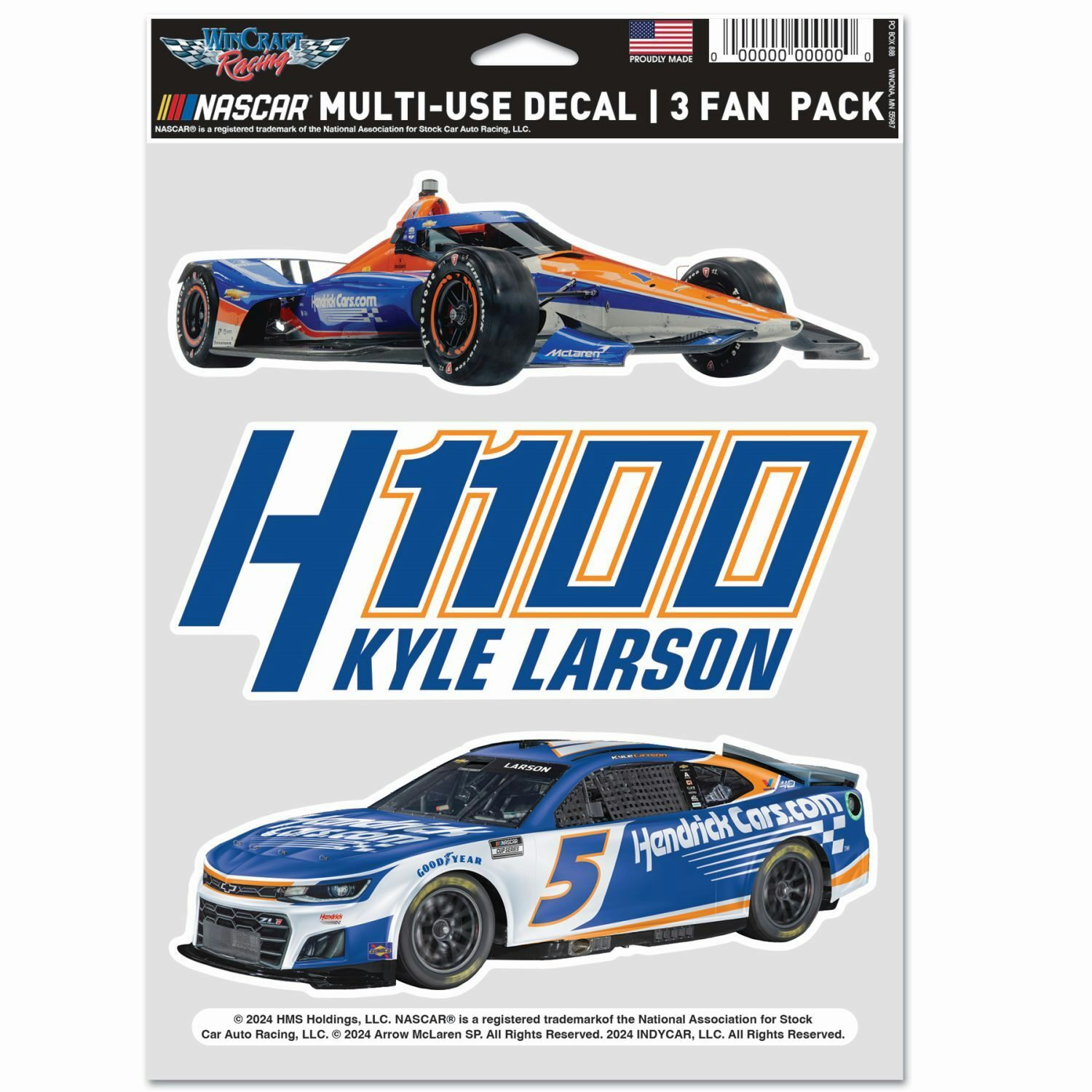 Hendrick Motorsports Kyle Larson H1100 Memorial Day Double 3 Pack Fan Decal
