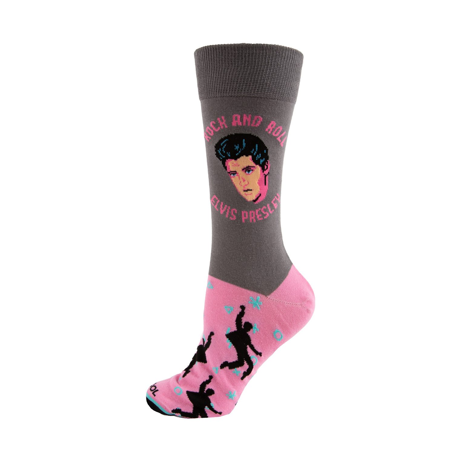 Elvis Presley Rock & Roll Men's Folded Socks - Gray & Pink