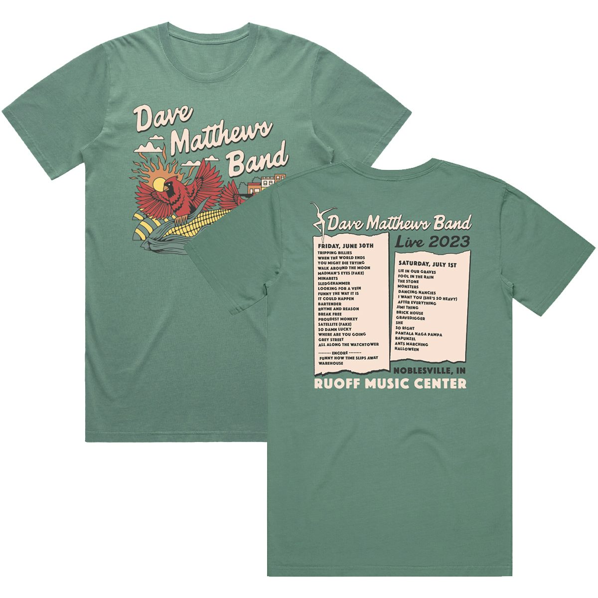 Dave Matthews Band Noblesville 2023 Setlist Tee