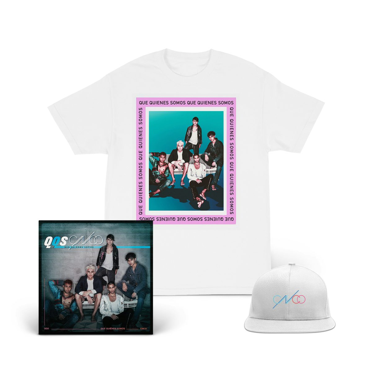 CNCO Que Quiénes Somos Signature T-Shirt + Snapback Hat + Digital Download