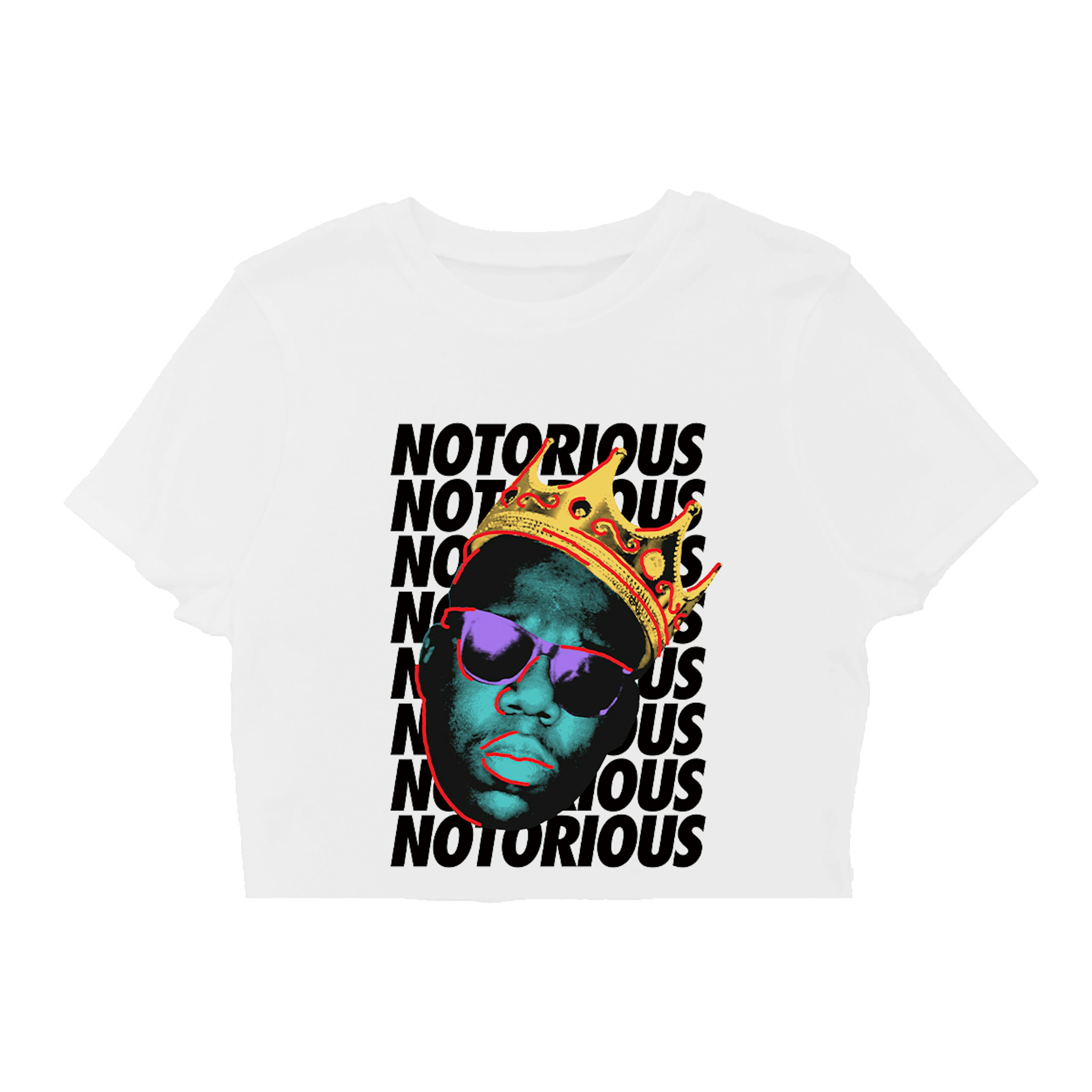 The Notorious B.I.G. Biggie Notorious Cropped White T-shirt
