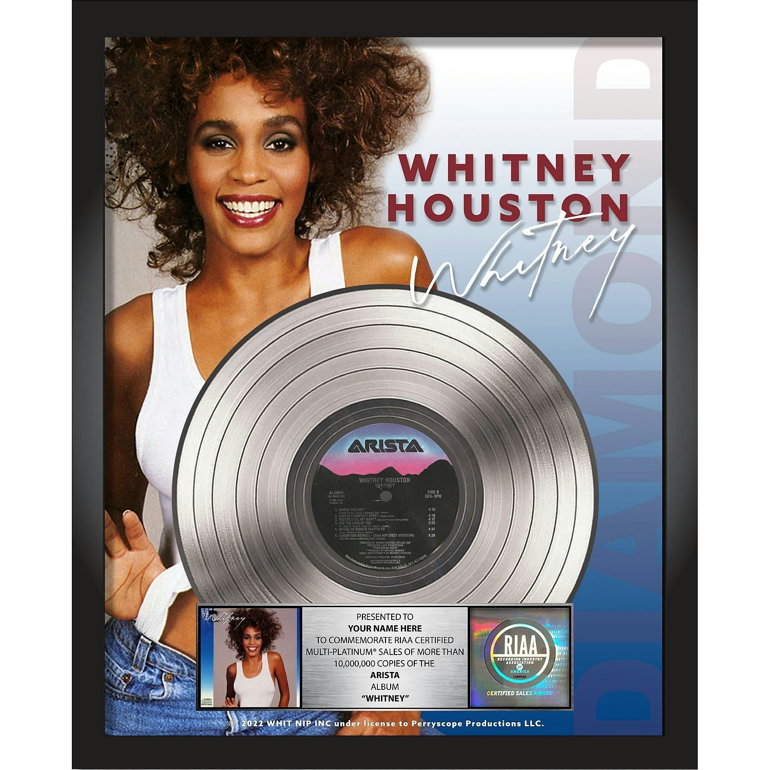 Whitney Houston Whitney Album 35th Anniversary Personalized Award Plaque