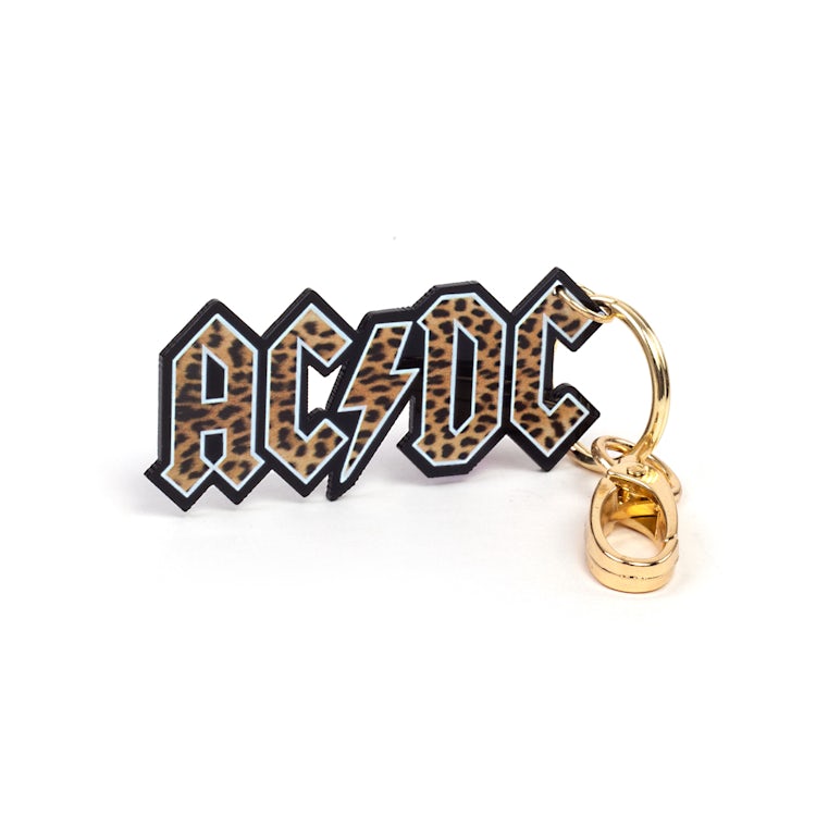 AC/DC Leopard Print Band Logo Keychain