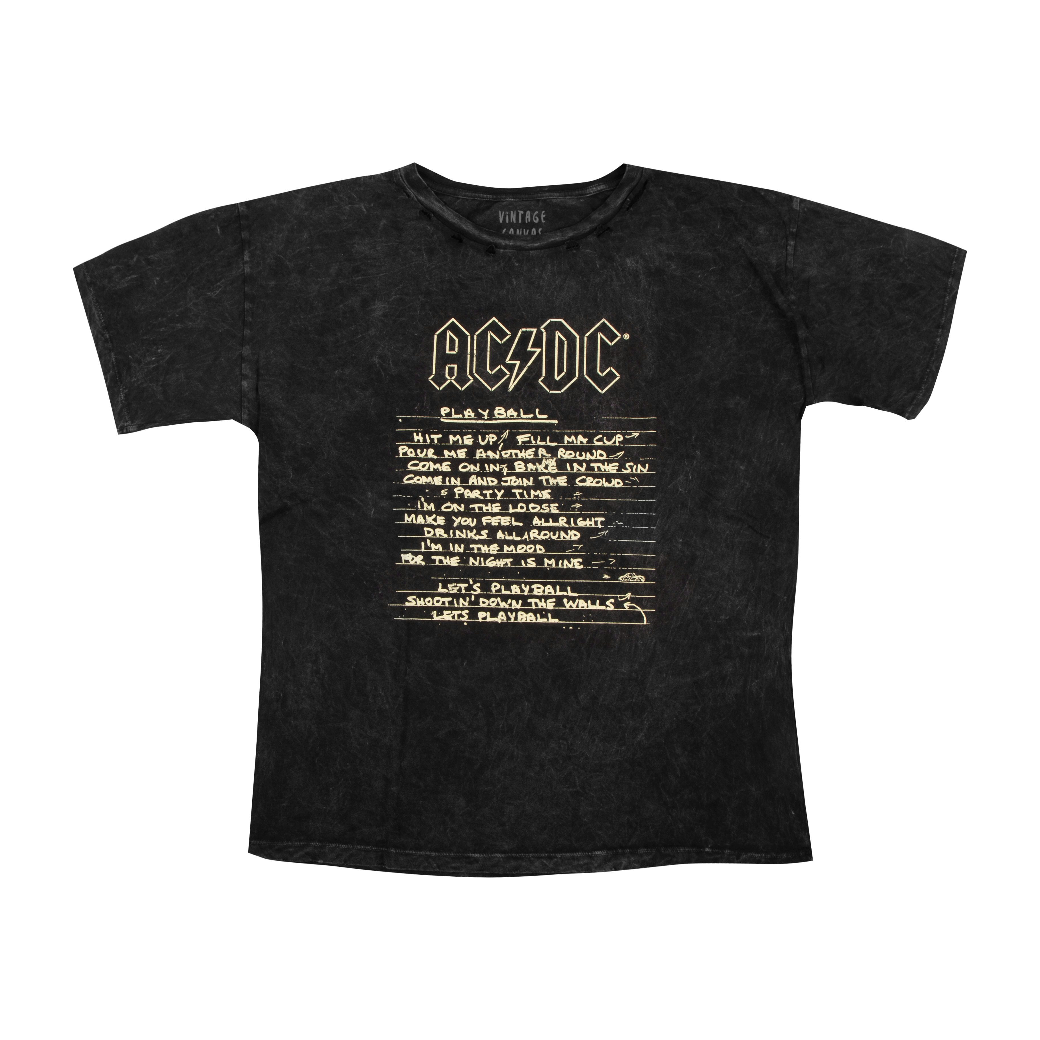AC/DC Playball Lyrics Charcoal T-Shirt