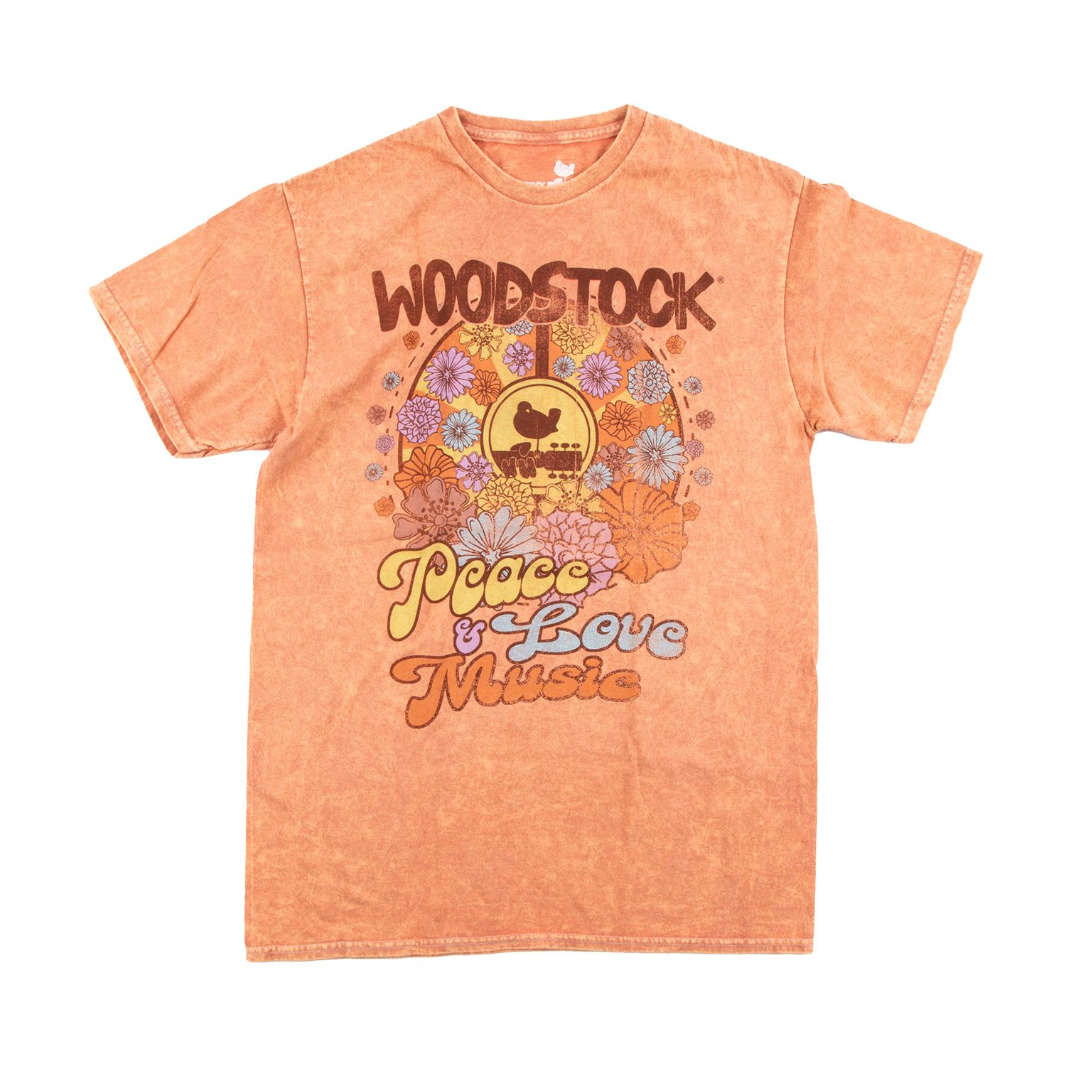 Woodstock Peace Love Music Mineral Wash T-shirt